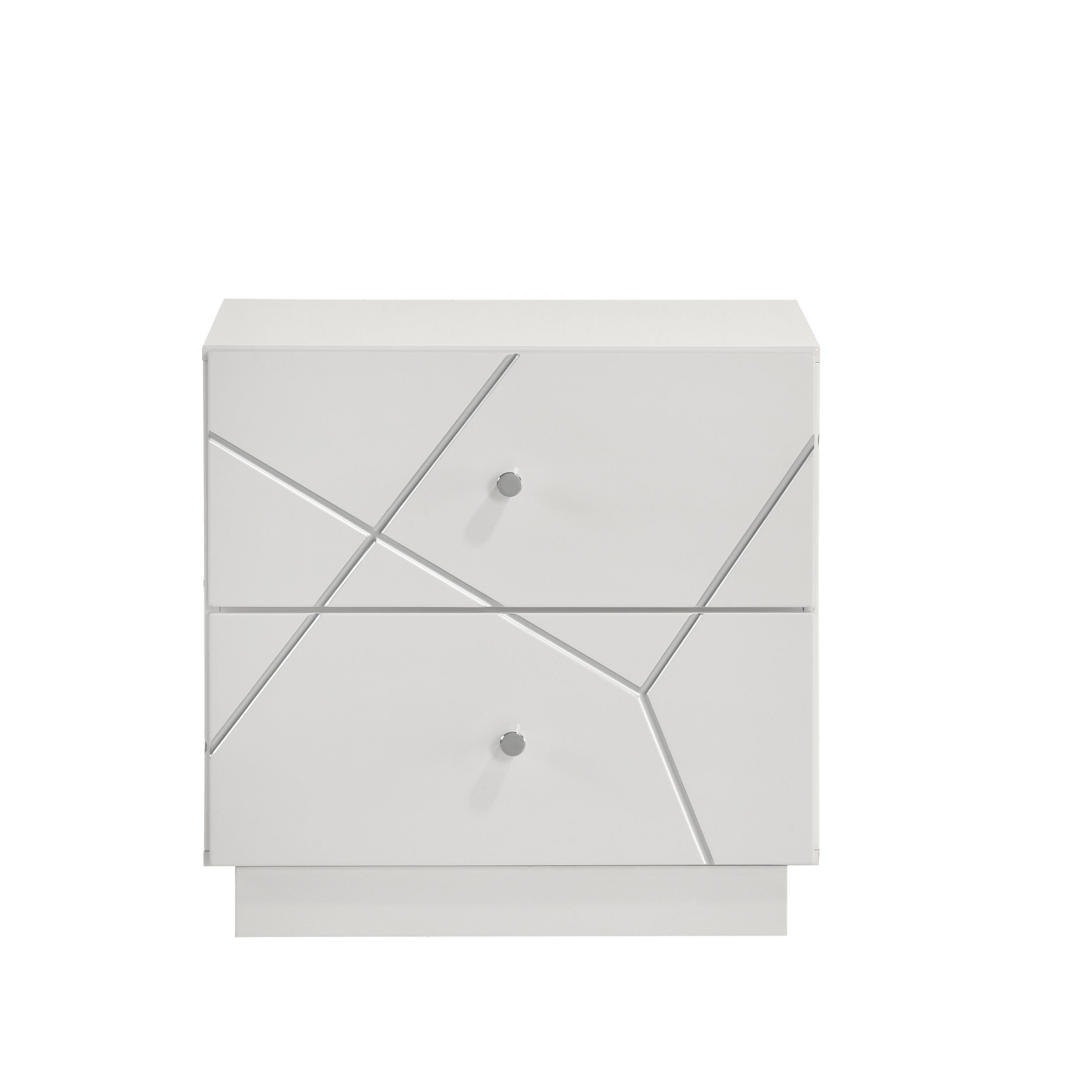 Orren Ellis Modern Geometric Design Nightstand with Lacquer Finish and ...