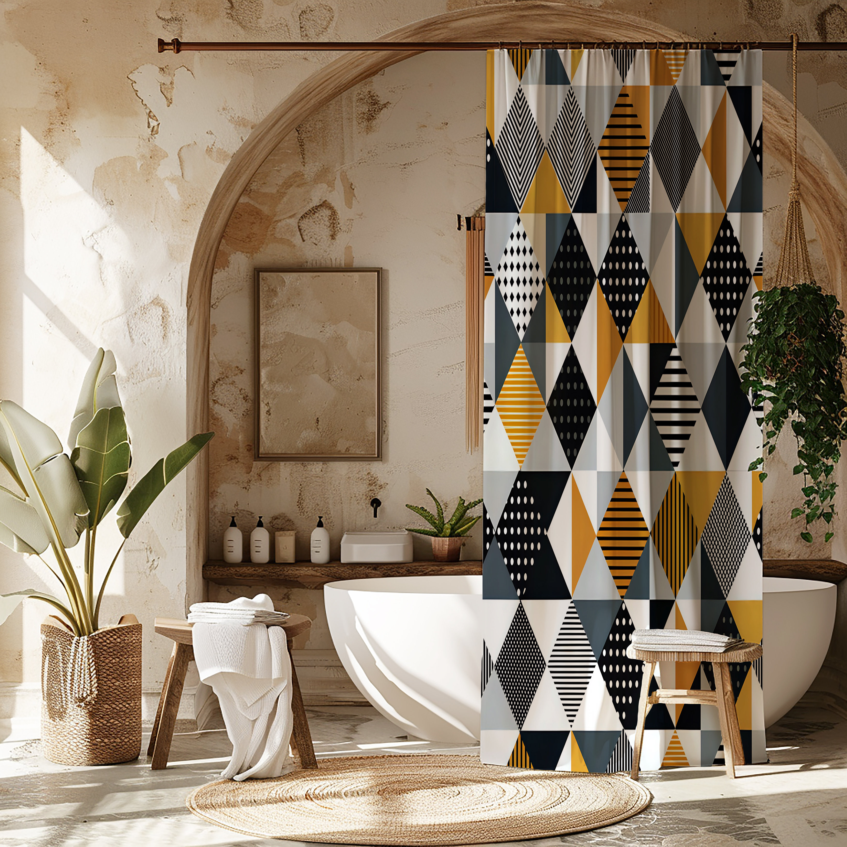 East Urban Home Geometric Pattern Shower Curtain | Wayfair