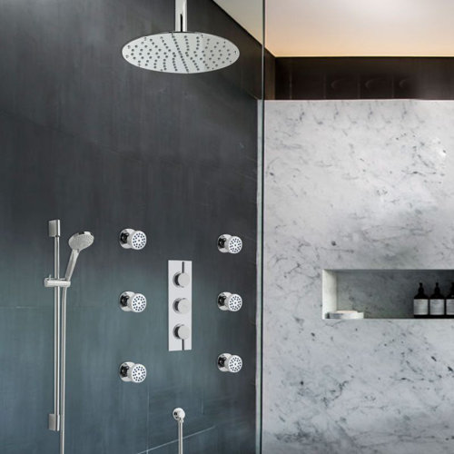 Juno Showers Juno Nice Quest Chrome 16" Thermostatic Shower System ...