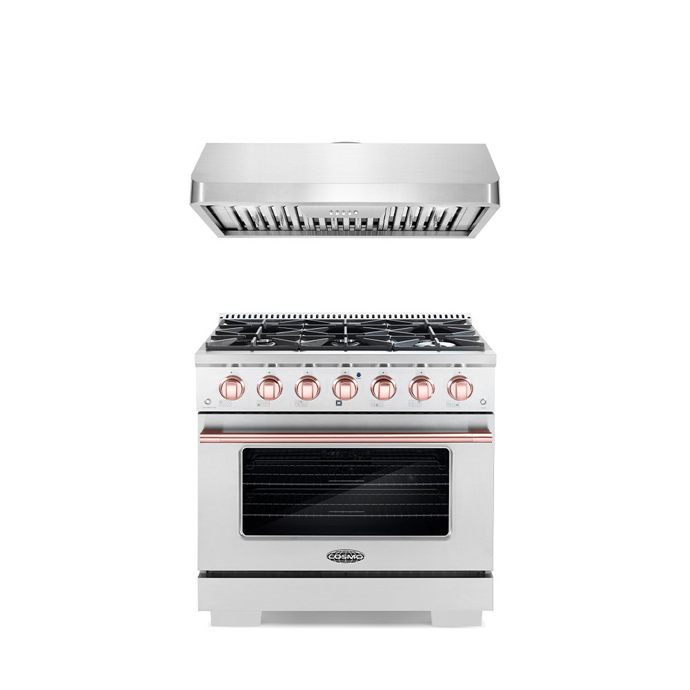 Cosmo 2 Piece Kitchen Package With 36" Freestanding Gas Range With ...