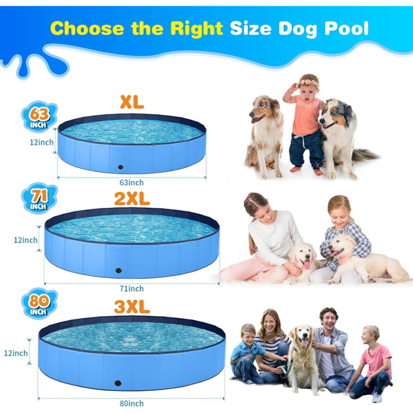 ToccoLeggero Dog Pool For Large Dogs Kiddie Pool Hard Plastic Foldable ...