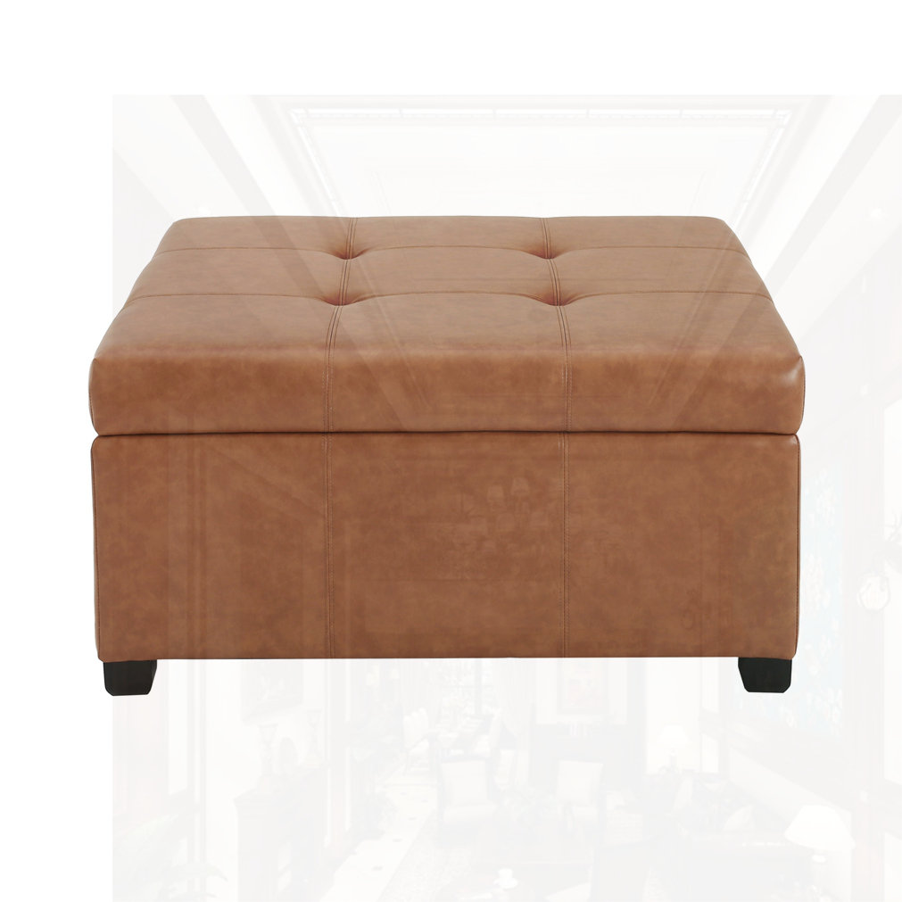 Red Barrel Studio® CARLSBAD Faux Leather Tufted Storage Ottoman,Cognac ...