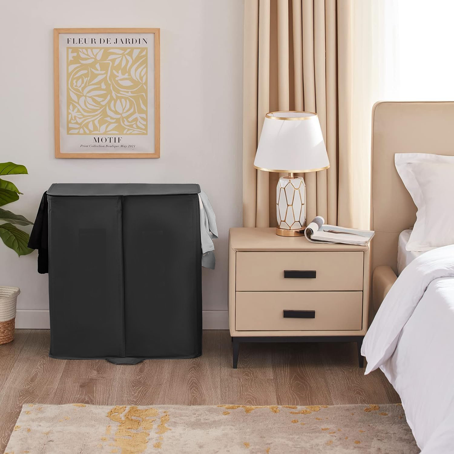 Ebern Designs Double Laundry Hamper Bags With Lid Handles Removable ...