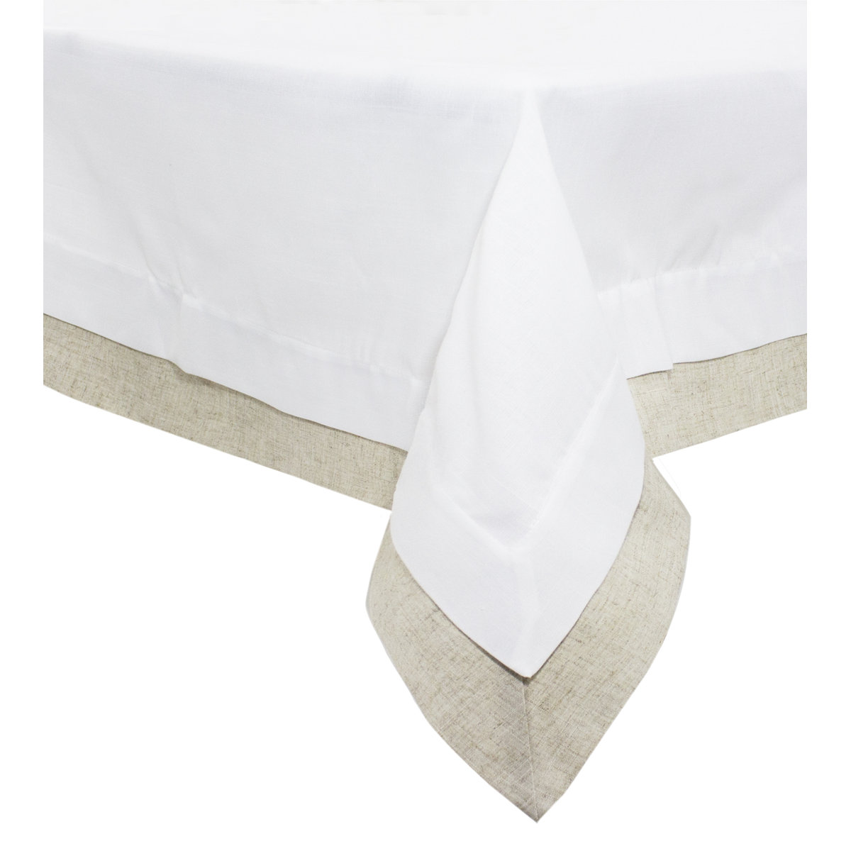 Ivy Bronx Modern Natural Double Bordered White Tablecloth | Wayfair