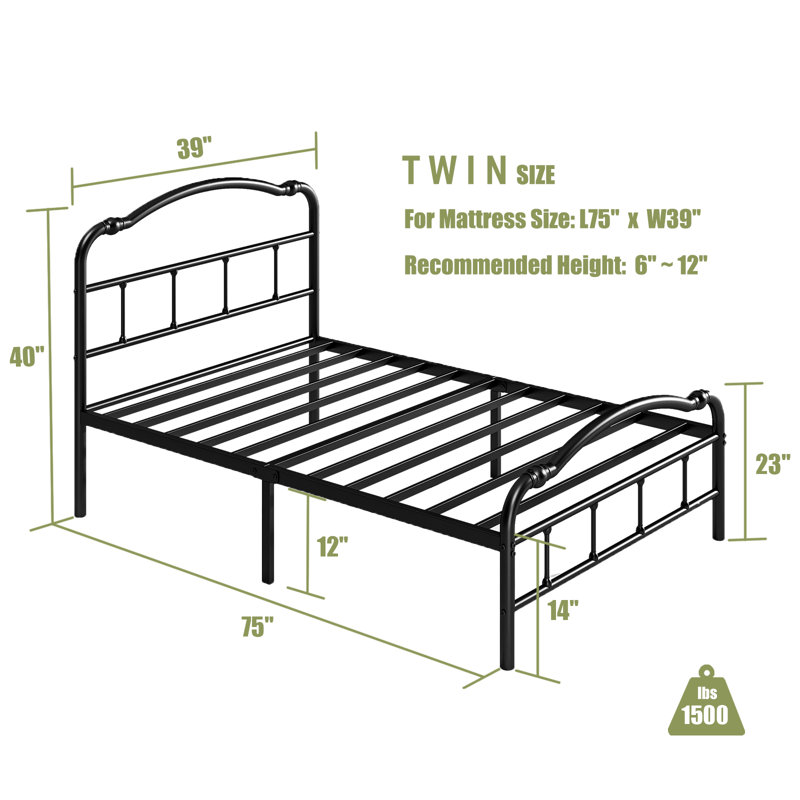 Williston Forge Amylia Double Wave Headboard and Footboard Heavy Duty ...