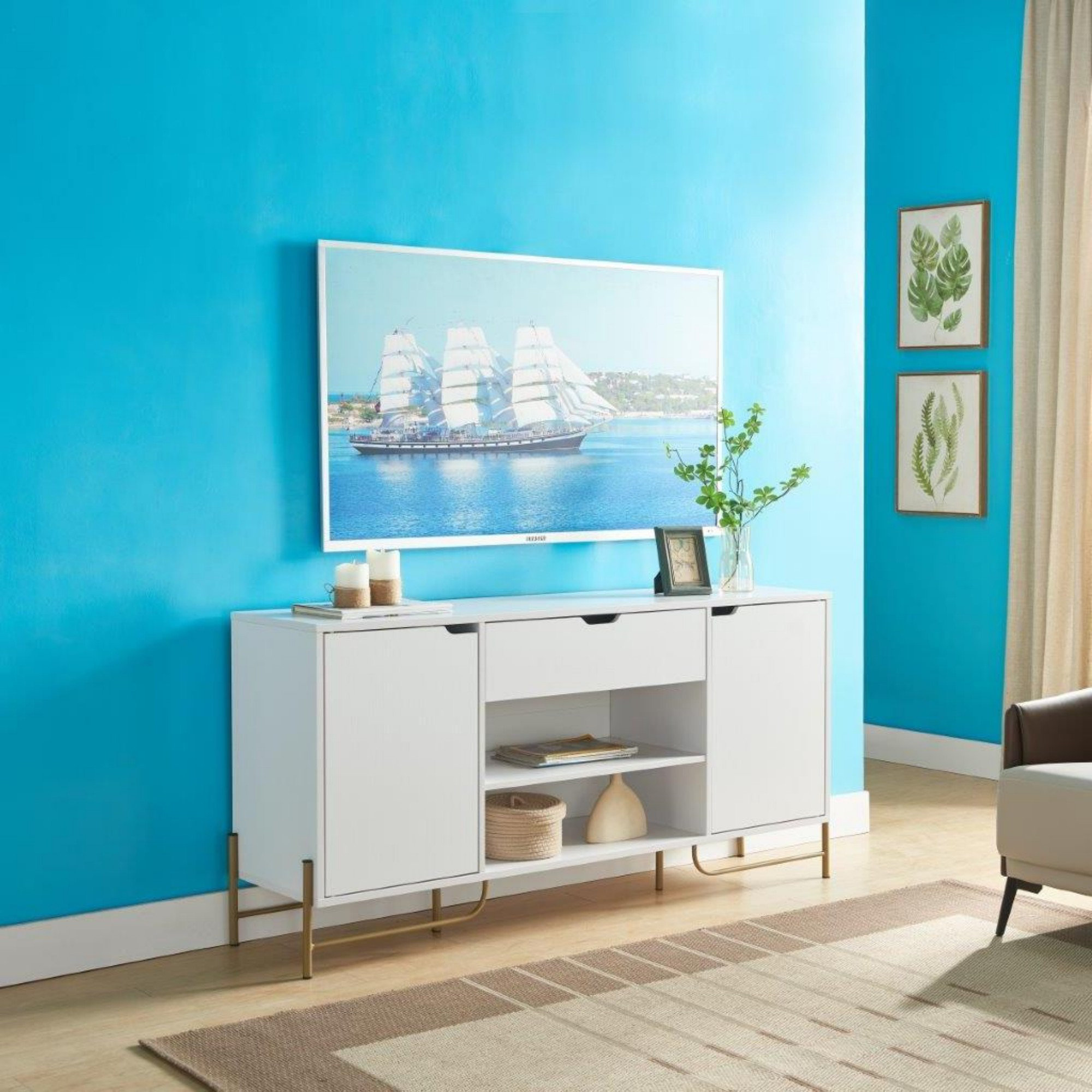 Mercer41 Buffet with Two Cabinets One Drawer with Six Shelves - Wayfair Canada