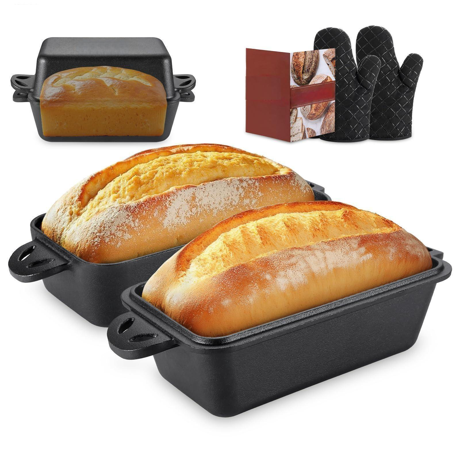 KAISHENGDAA Cast Iron Loaf Pan With Lid 9X5 Inch - Bread Baking Pans ...
