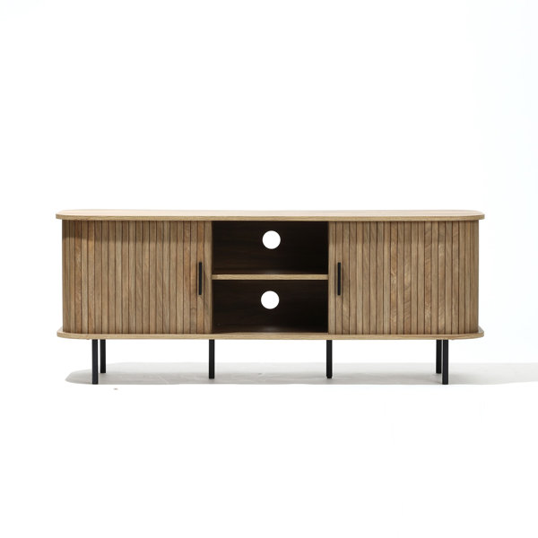 Hokku Designs Aria Mid-Century Modern 2-Door 55.1-Inch Wide TV Console ...