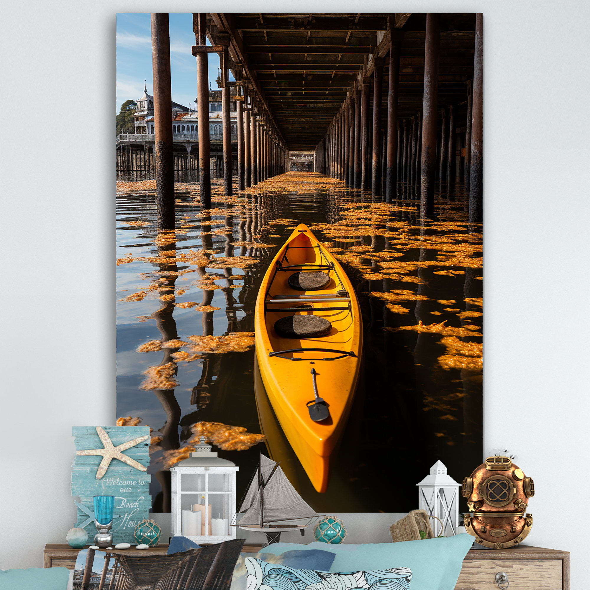 Breakwater Bay Pier Pier Reflections II - Nautical & Beach Canvas Print ...