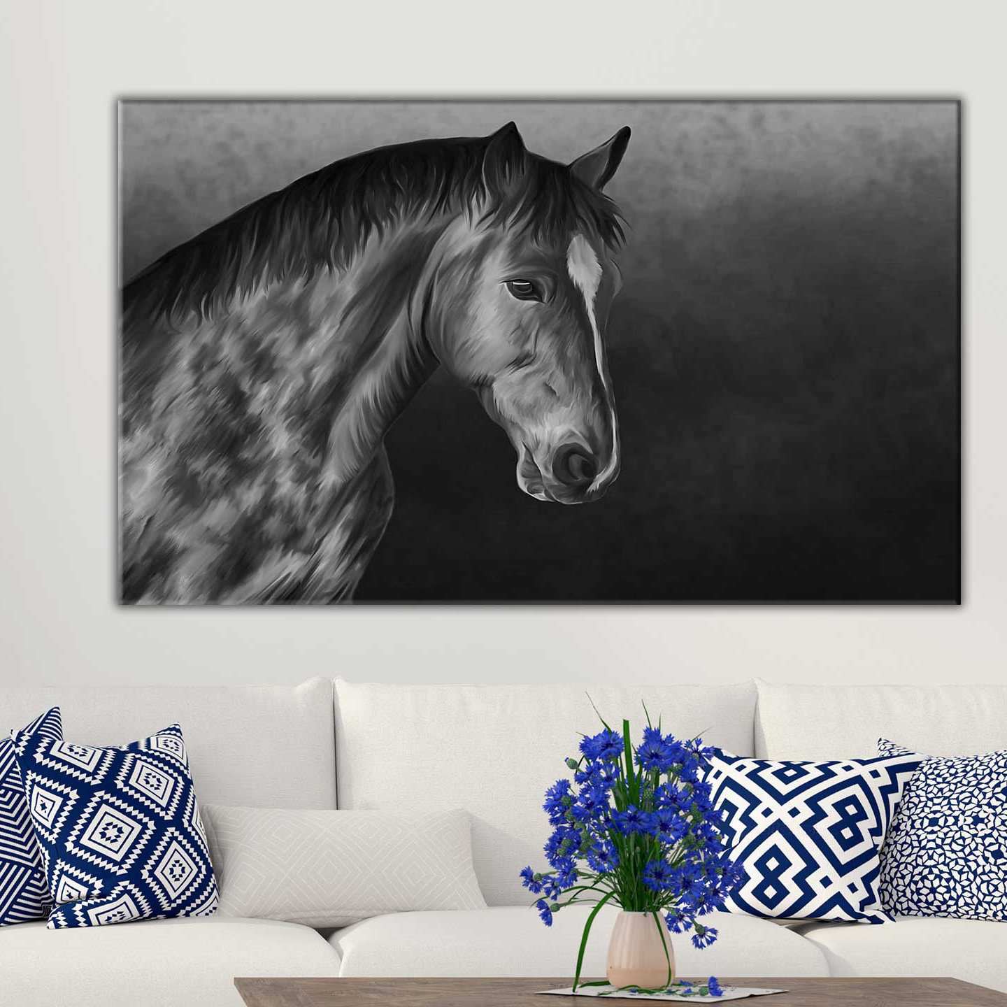 Charlton Home 'Drawing Stallion II' Drawing Print on Wrapped Canvas ...