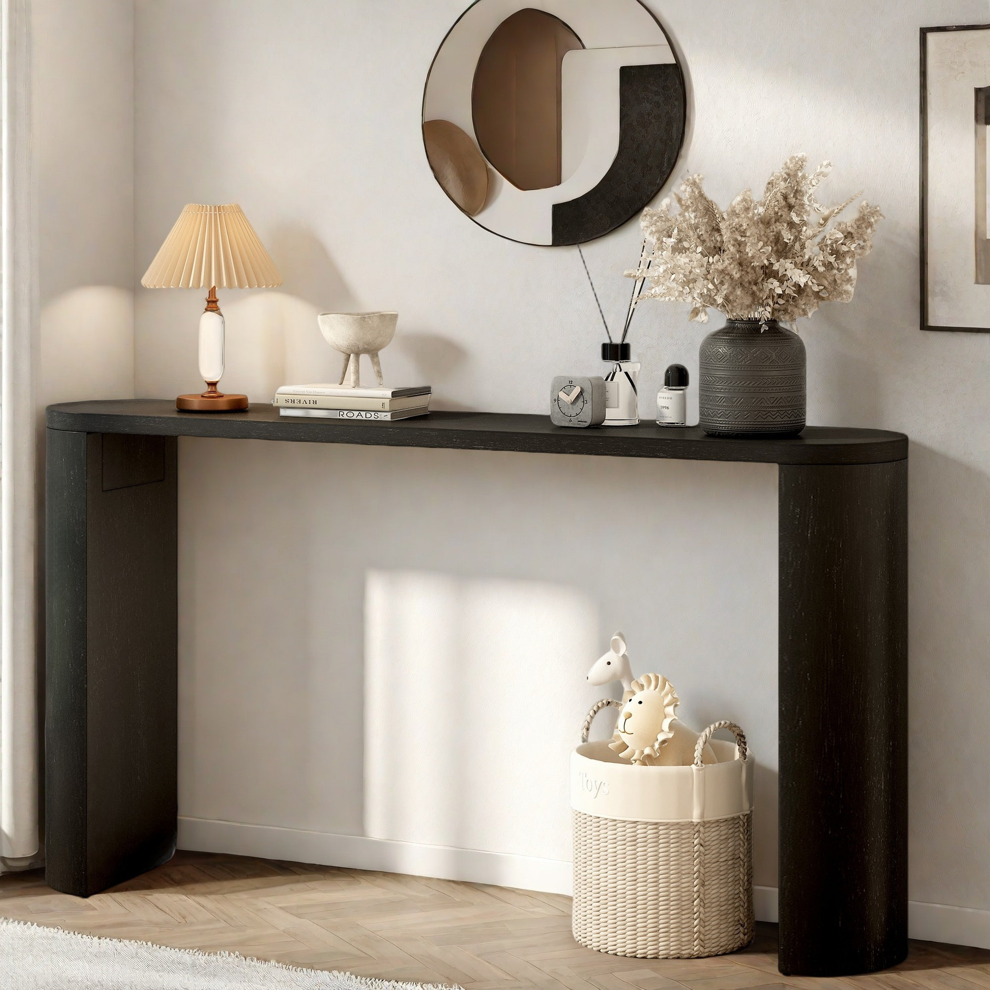 Latitude Run® Simple Console Table With Semi-cylindrical Leg Design ...