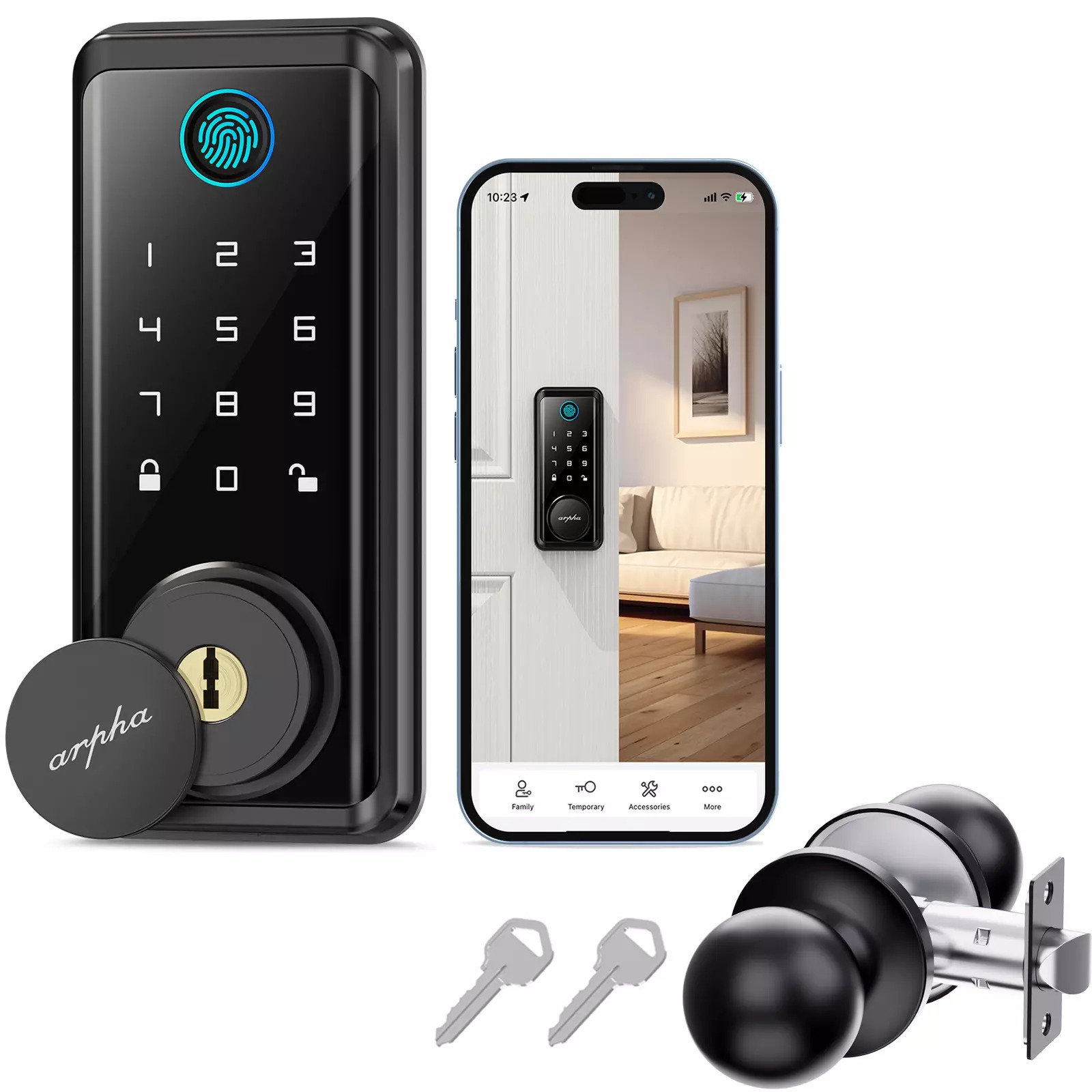 suming Keyless Entry Smart Door Lock+Handle Fingerprint Deadbolt App ...