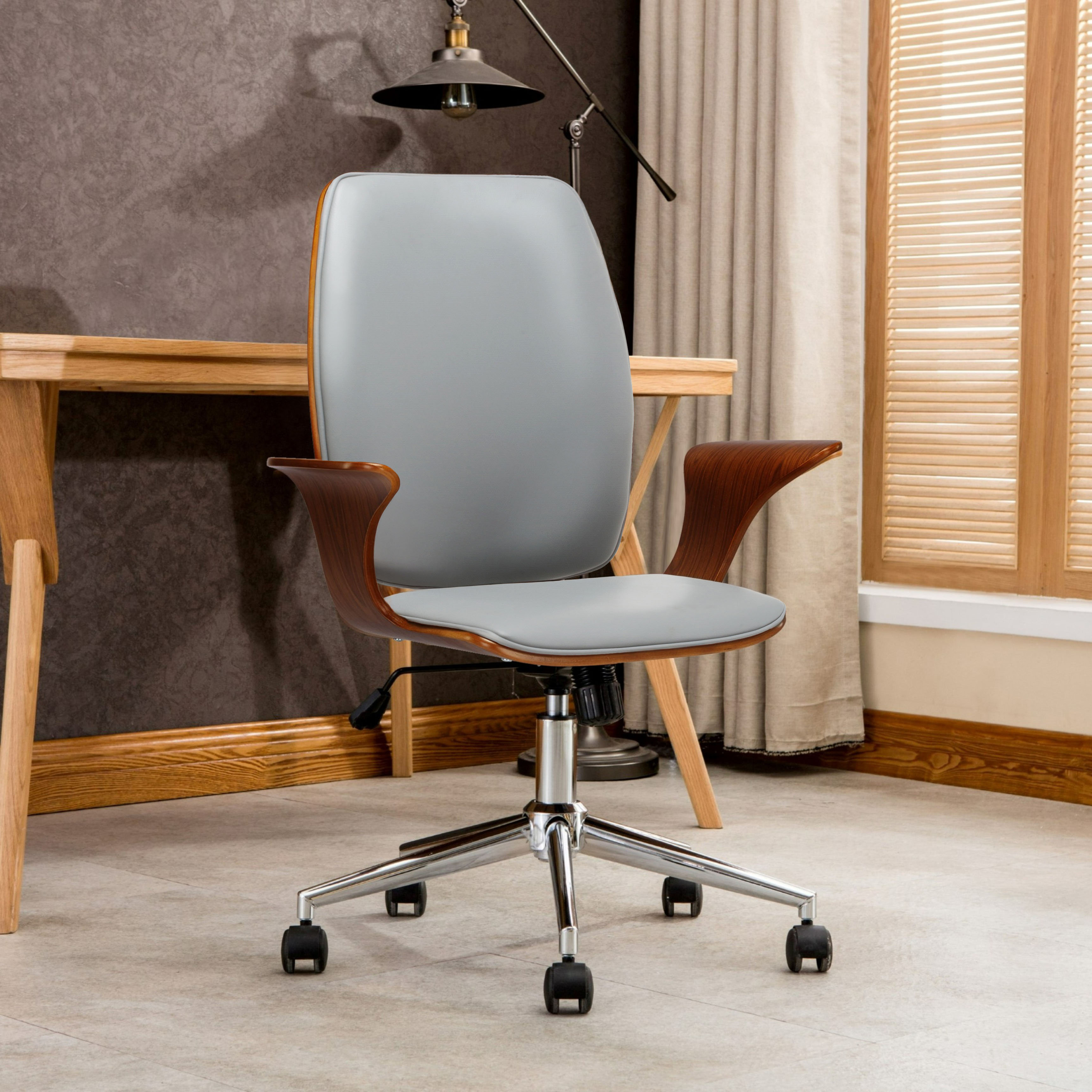 Orren Ellis Chaise de bureau style Mid-Century en similicuir Harada "et ...