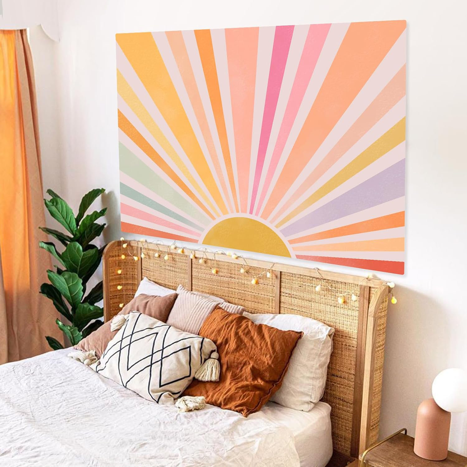 AMIPOR Boho Sun Tapestry Vintage 70S Sunset Sunrise Tapestries For ...