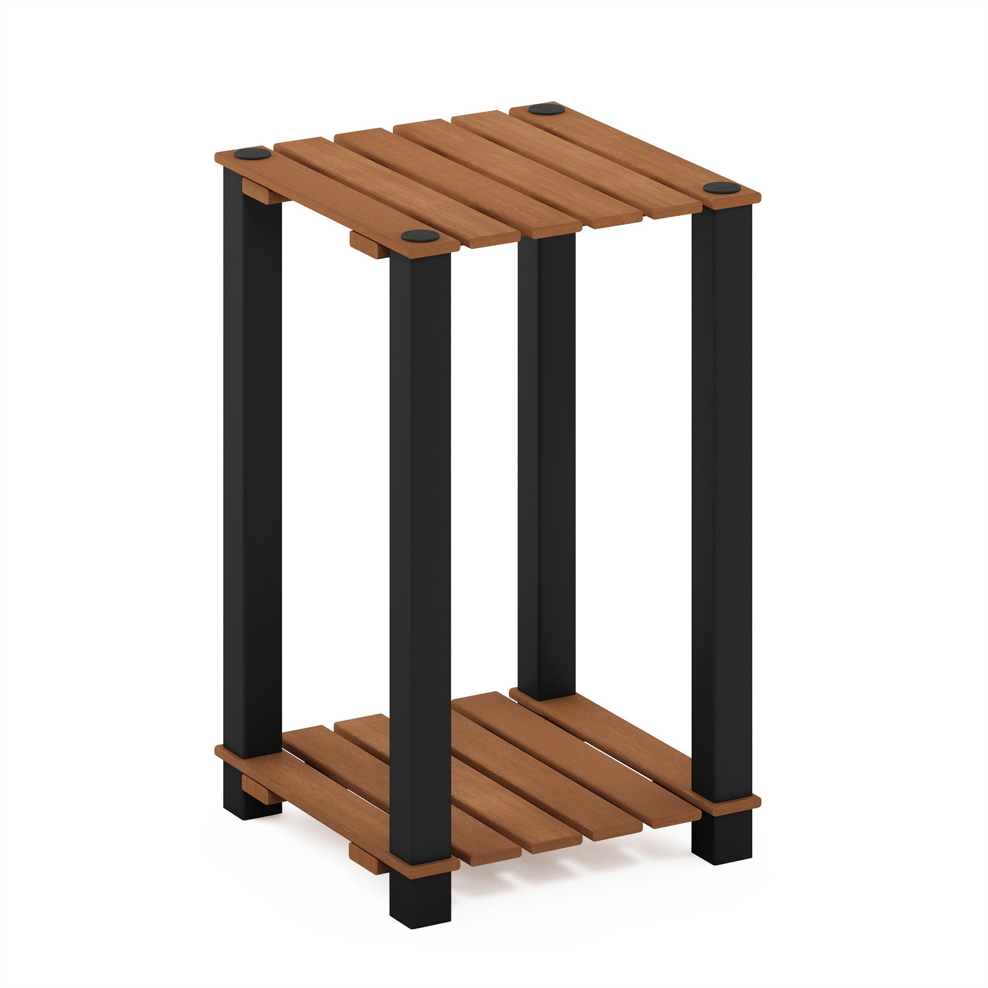 17 Stories Pangkor 2 Tier Plant Wood Stand with Square Poles | Wayfair