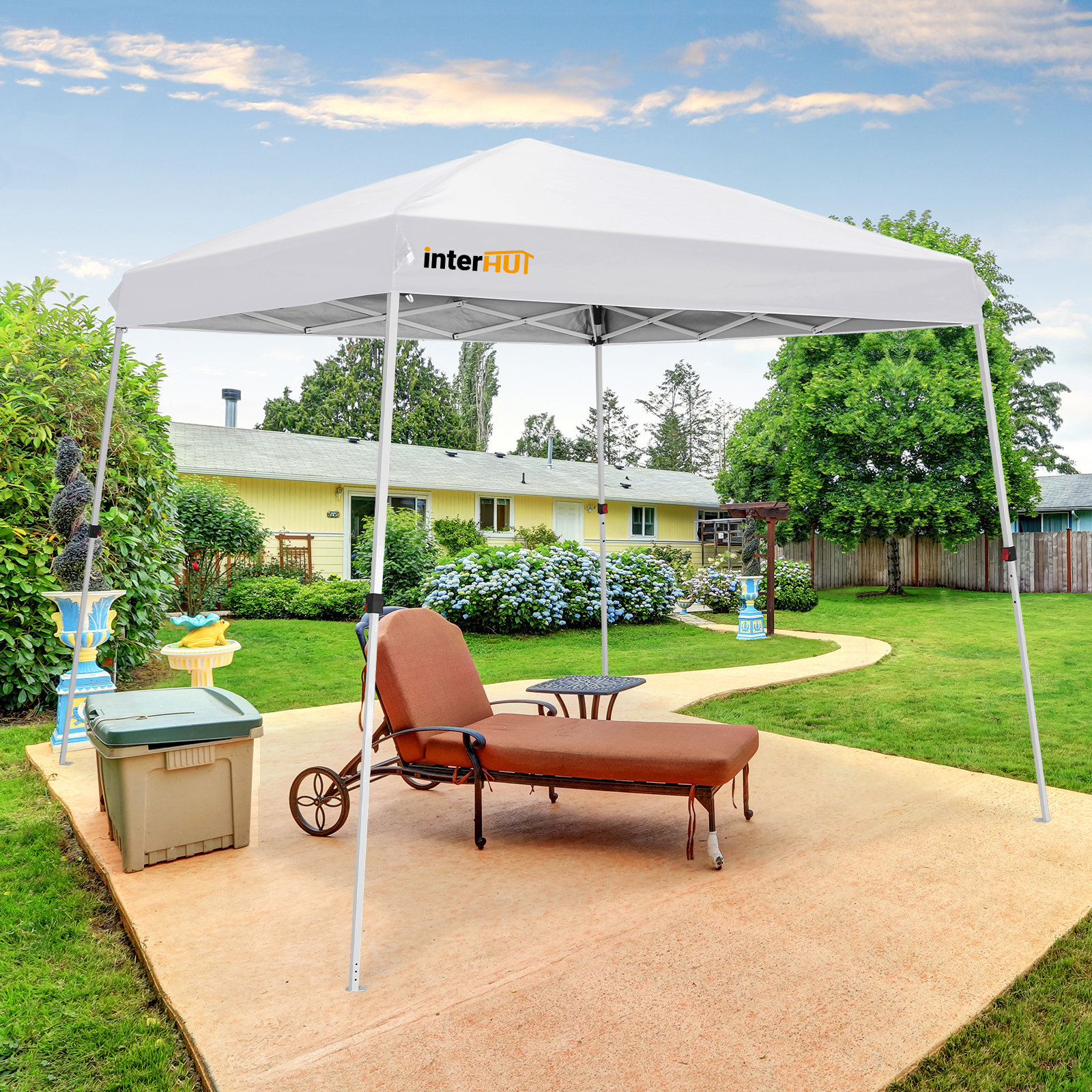 INTER HUT 10 Ft. W x 10 Ft. D Slant Leg Steel Pop-Up Canopy & Reviews ...