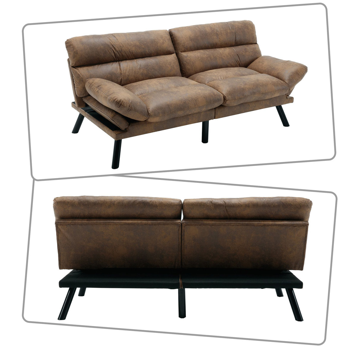 George Oliver Modern style sofa futon with adjustable backrest and ...