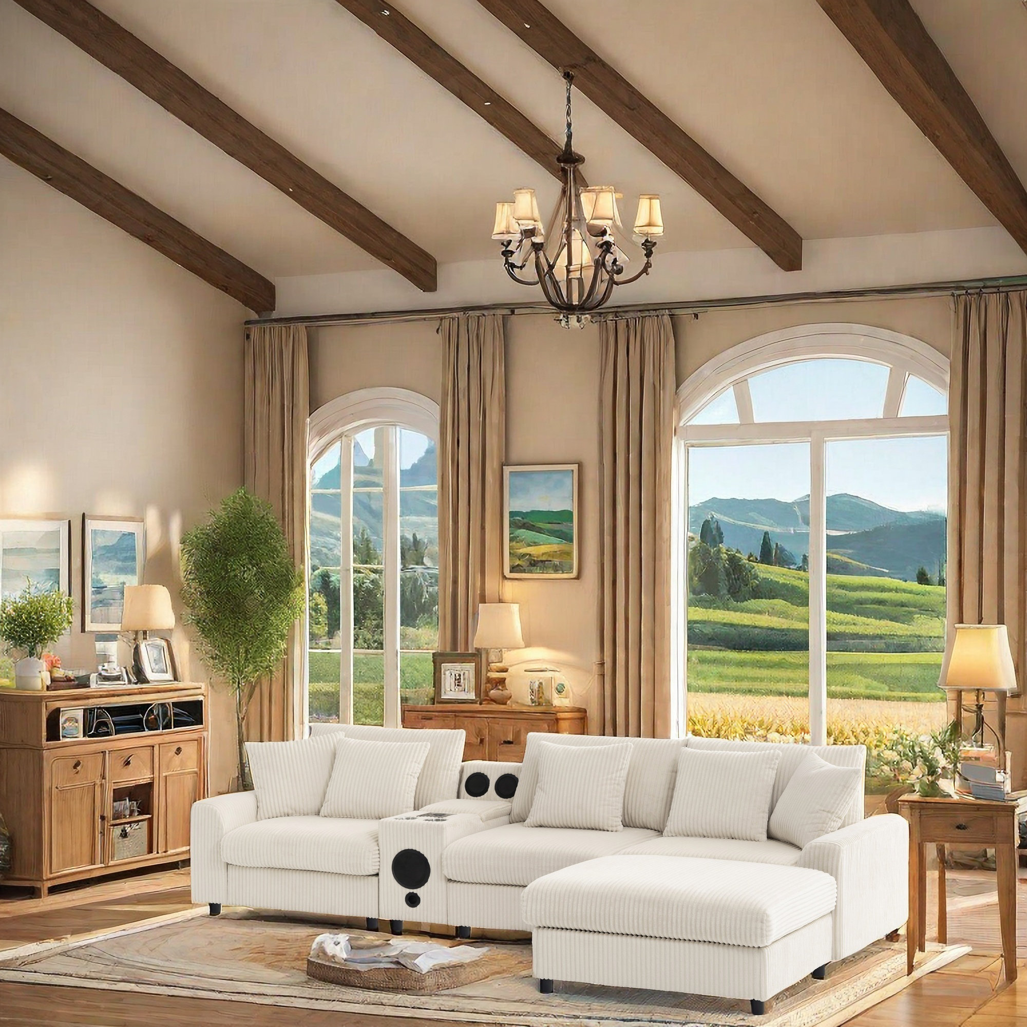 Hokku Designs Canapé modulaire avec haut-parleurs Bluetooth, porte ...