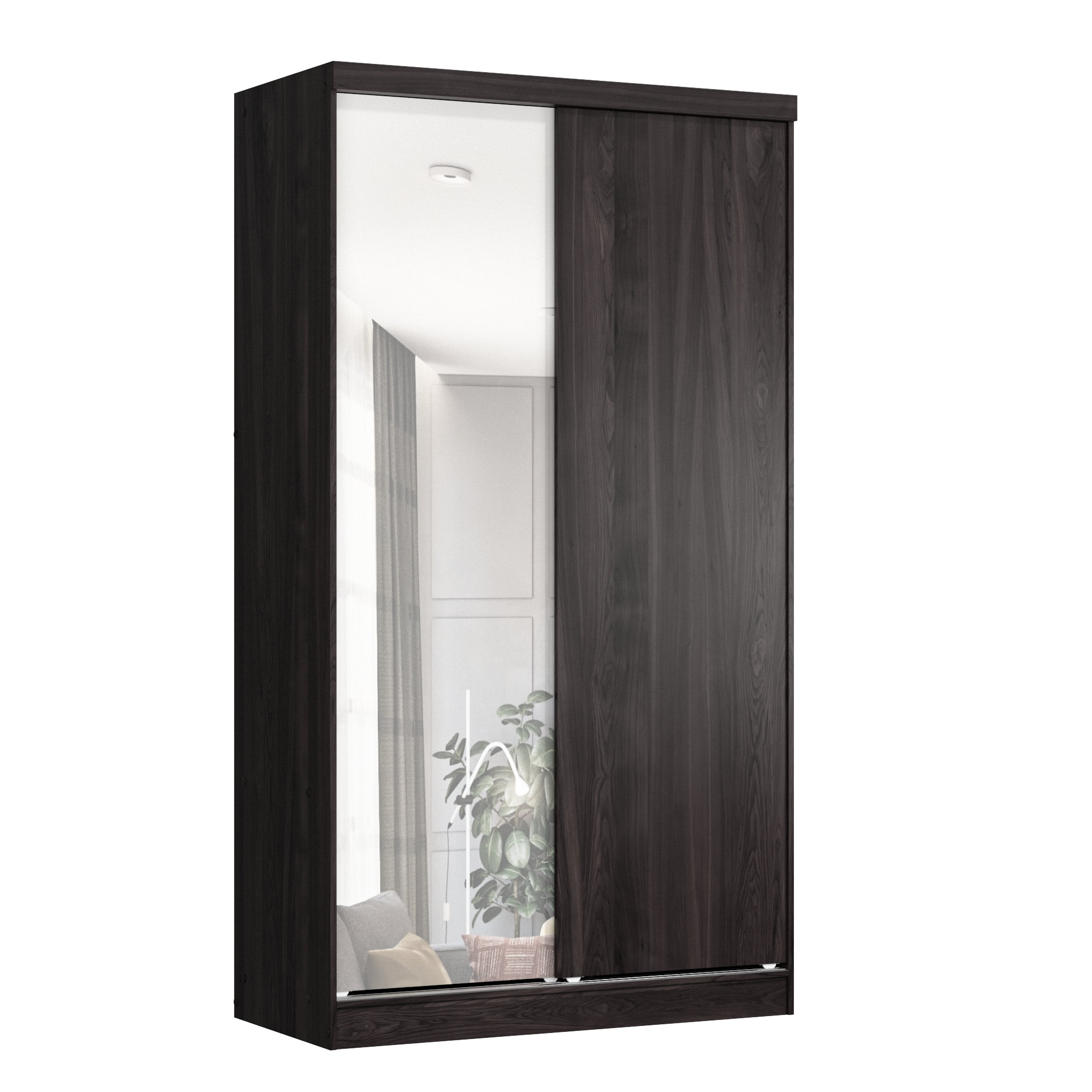 Ebern Designs Taneah Sliding doors full body mirror wardrobe with ...