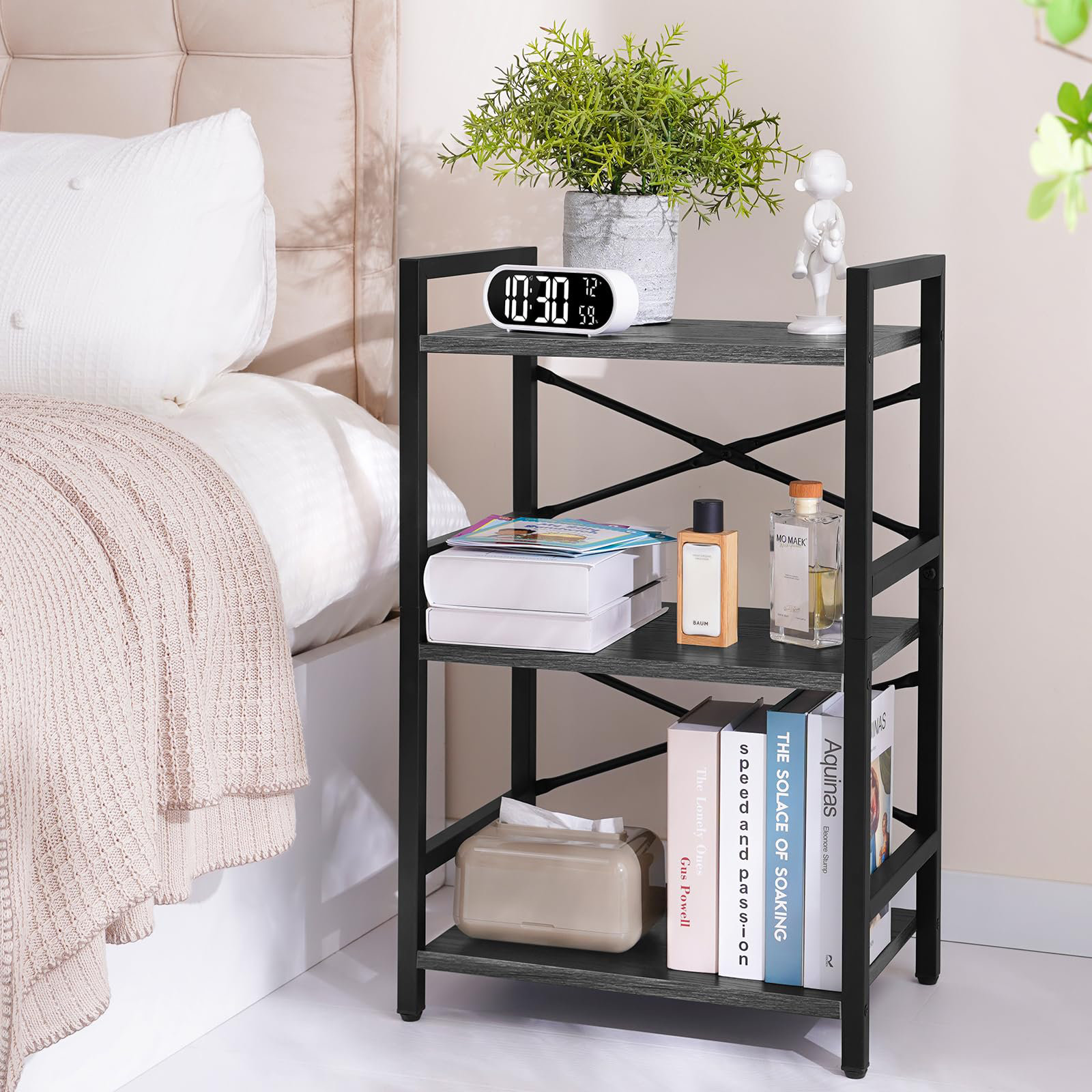 17 Stories 4 Tier Bookshelf Small Book Shelf, Industrial Bookcase ...