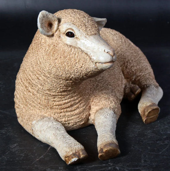 Rosalind Wheeler Bultema Laying Baby Merino Lamb Life Size Statue ...