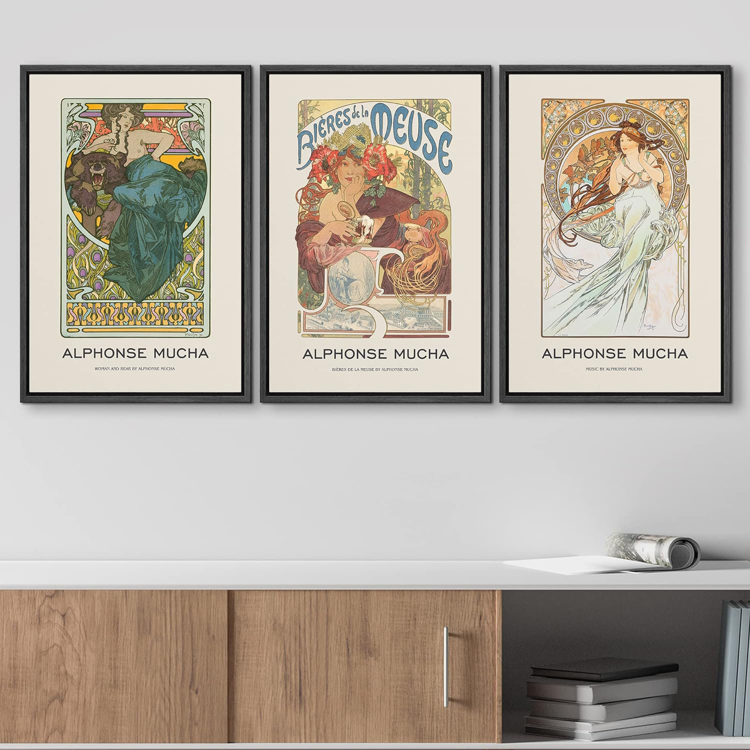 IDEA4WALL Classical Artwork " Alphonse Mucha Art Deco Flower Pattern ...