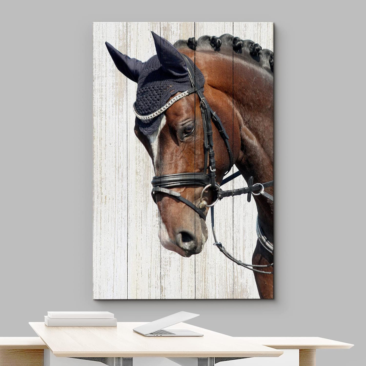 IDEA4WALL Fancy Show Horse - Floater Frame Graphic Art on Canvas ...