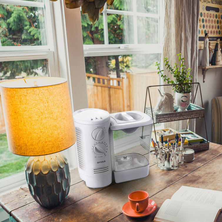 Optimus 2.5 Gal. Warm Mist Evaporative Tabletop Humidifier 500 Sq. Ft ...