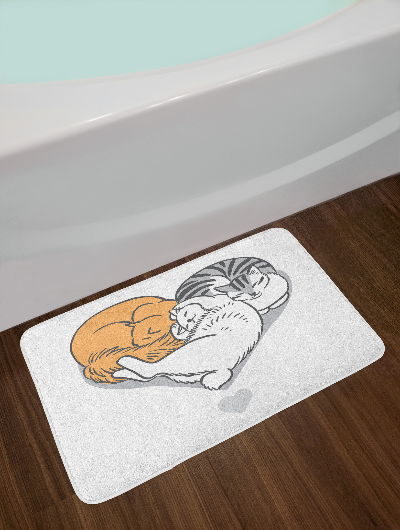Ambesonne Cat Lover Plush Bath Mat, Kittens Lying Cuddling, 30.2"x20 ...