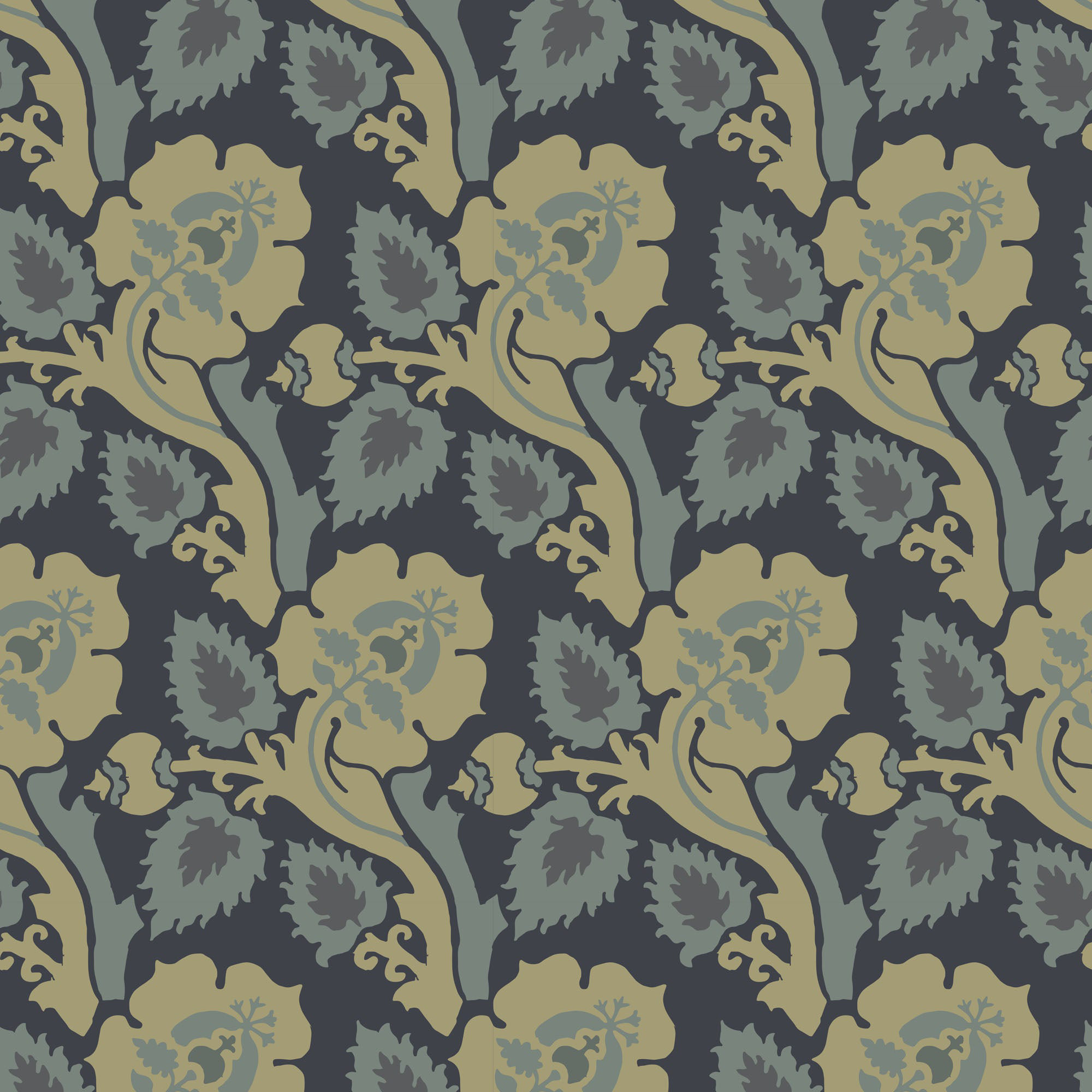 Mitchell Black Paisley Briar - Golden Hour Botanical Wallpaper | Perigold