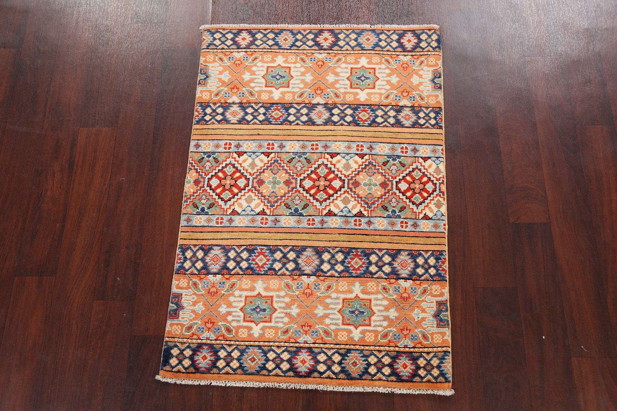 Rugsource Tribal Geometric Kazak Oriental Area Rug Hand-Knotted 3X4 ...