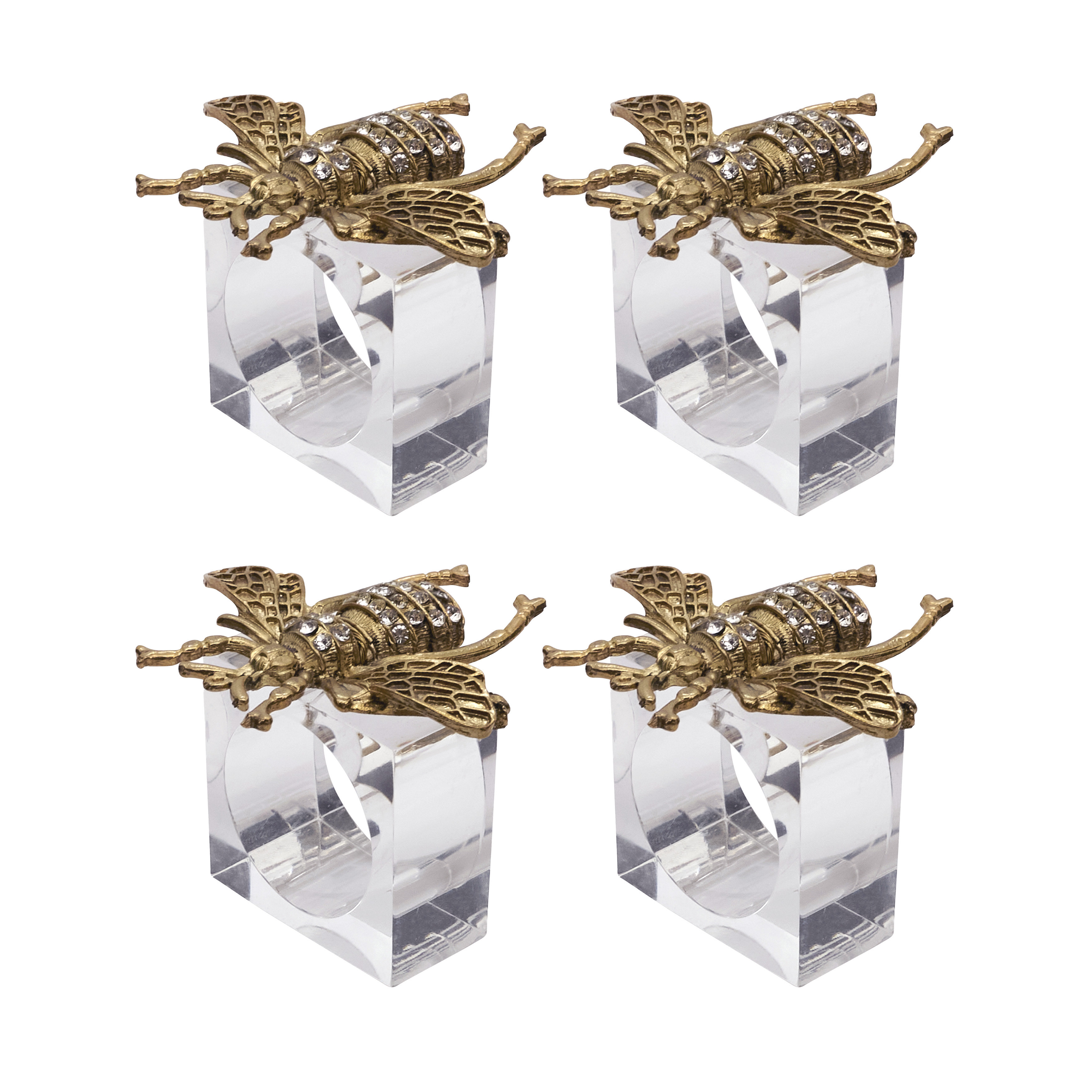 Saro Buzzing Bee Beaded Napkin Ring (Set of 4) | Wayfair