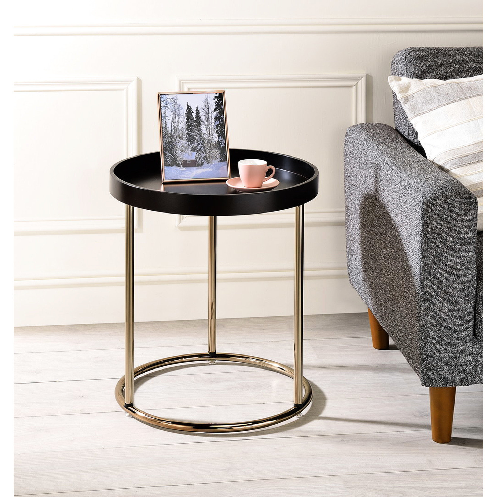 Mercer41 21.68-inch Mid-century Lipped Edge Side Table, Metal, Copper ...
