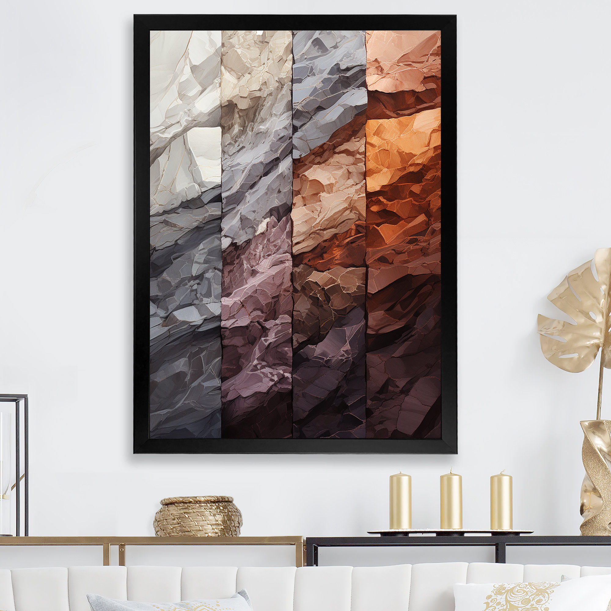Wrought Studio Bean Stone Collage - Stone Geode Wall Art Living Room ...