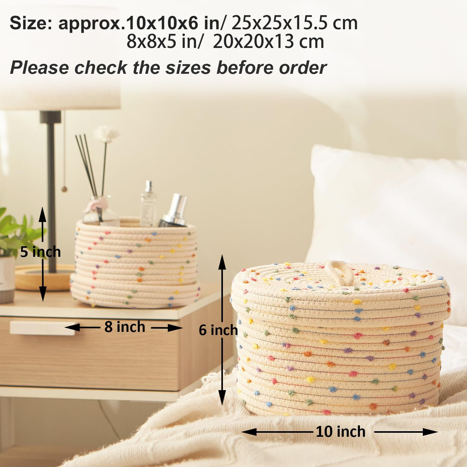 Dakota Fields Esme L&H Round Storage Baskets With Lids,Small Storage ...