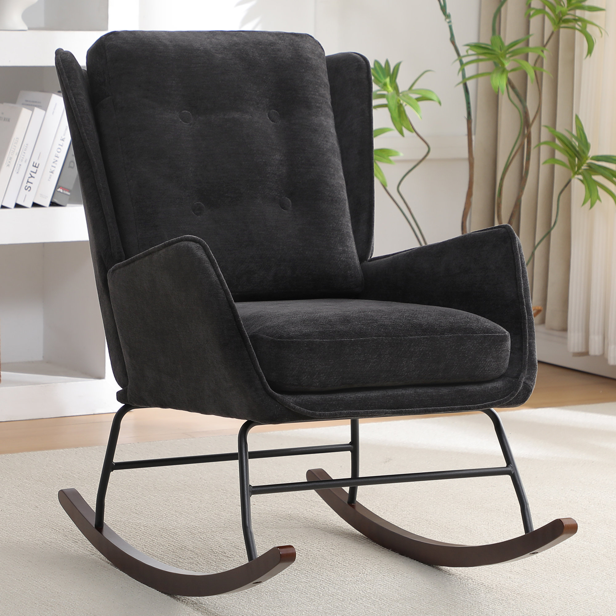 George Oliver Modern Stylish Upholstered Arms Nursery Rocking Accent ...