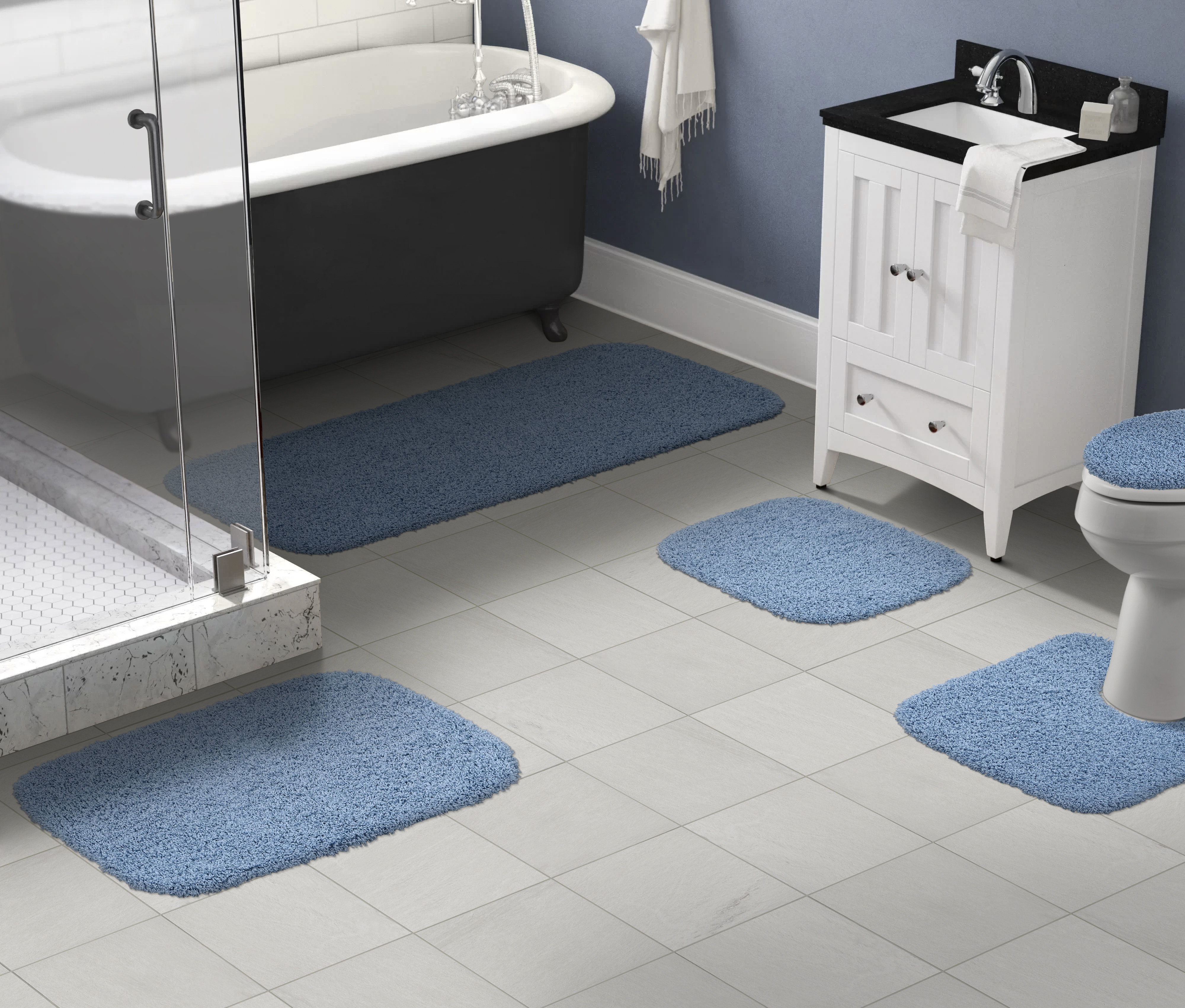 Wade Logan® Wade Logan Jazz 5 Piece Shaggy Nylon Washable Bathroom Rug ...