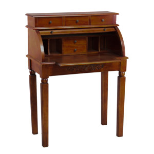 Charlton Home® Middleborough Hand Carved Roll Top Secretary Desk ...