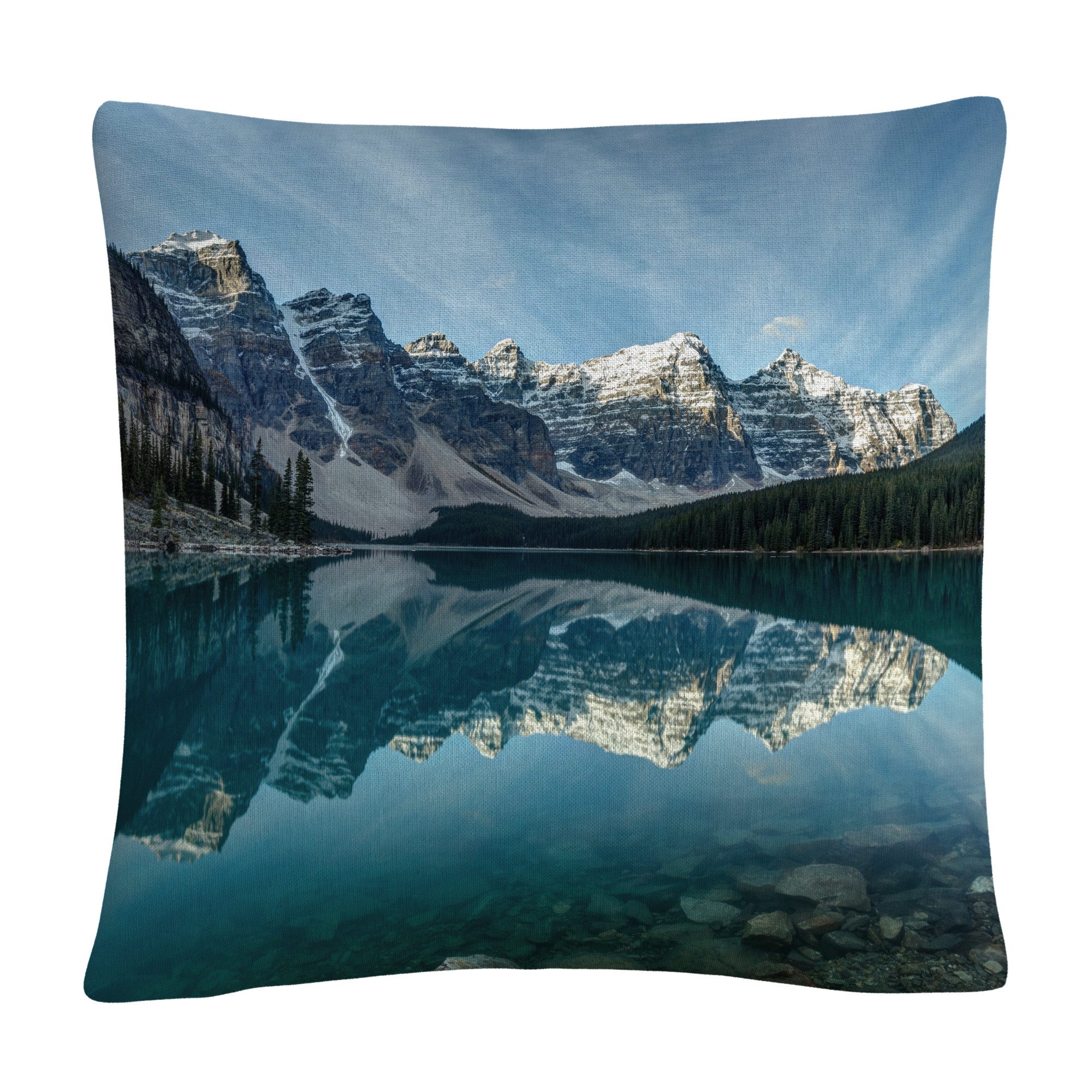 Trademark Fine Art Pierre Leclerc Moraine Lake Reflection Throw Pillow ...