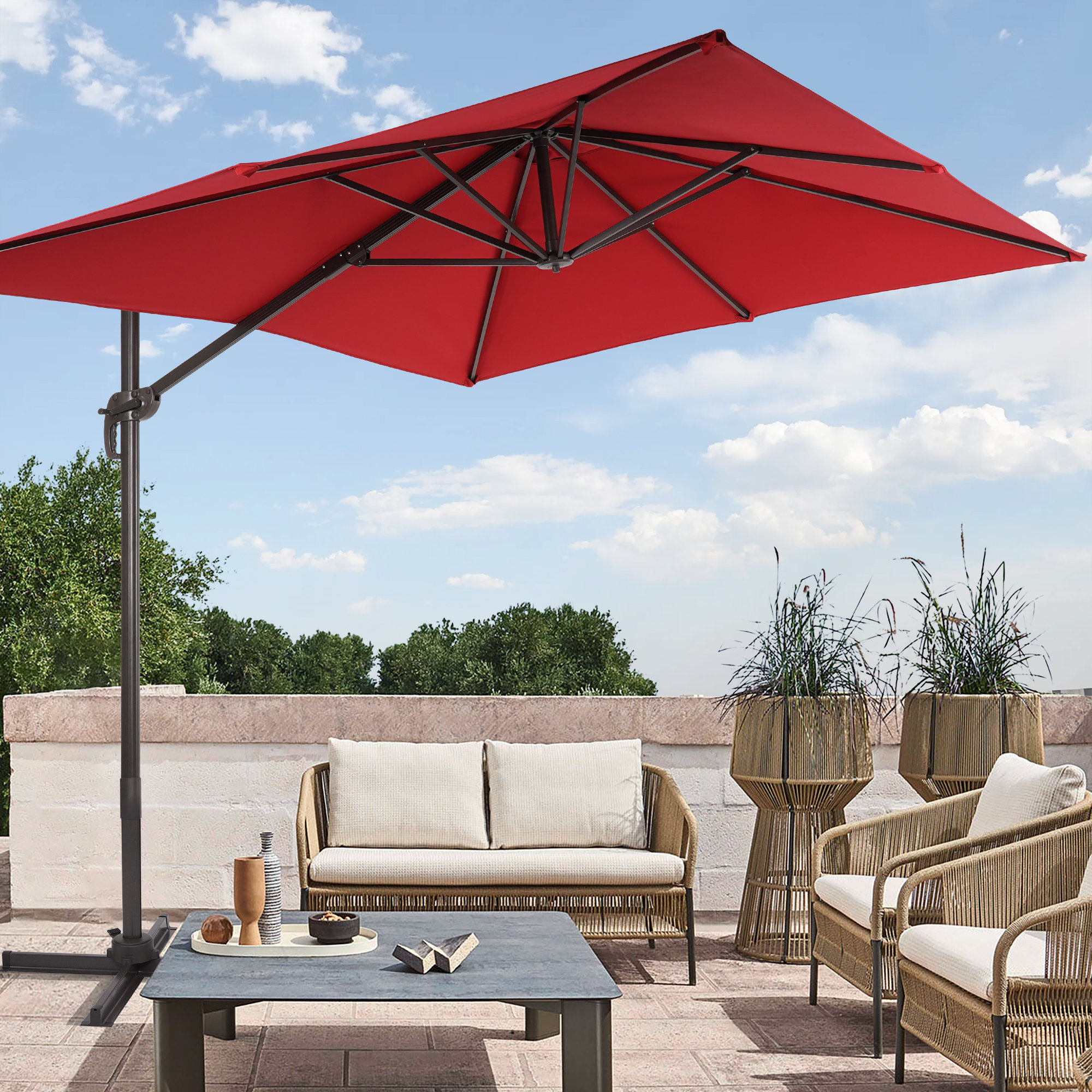 Arlmont & Co. Rotha 120'' x 96'' Rectangular Cantilever Umbrella ...