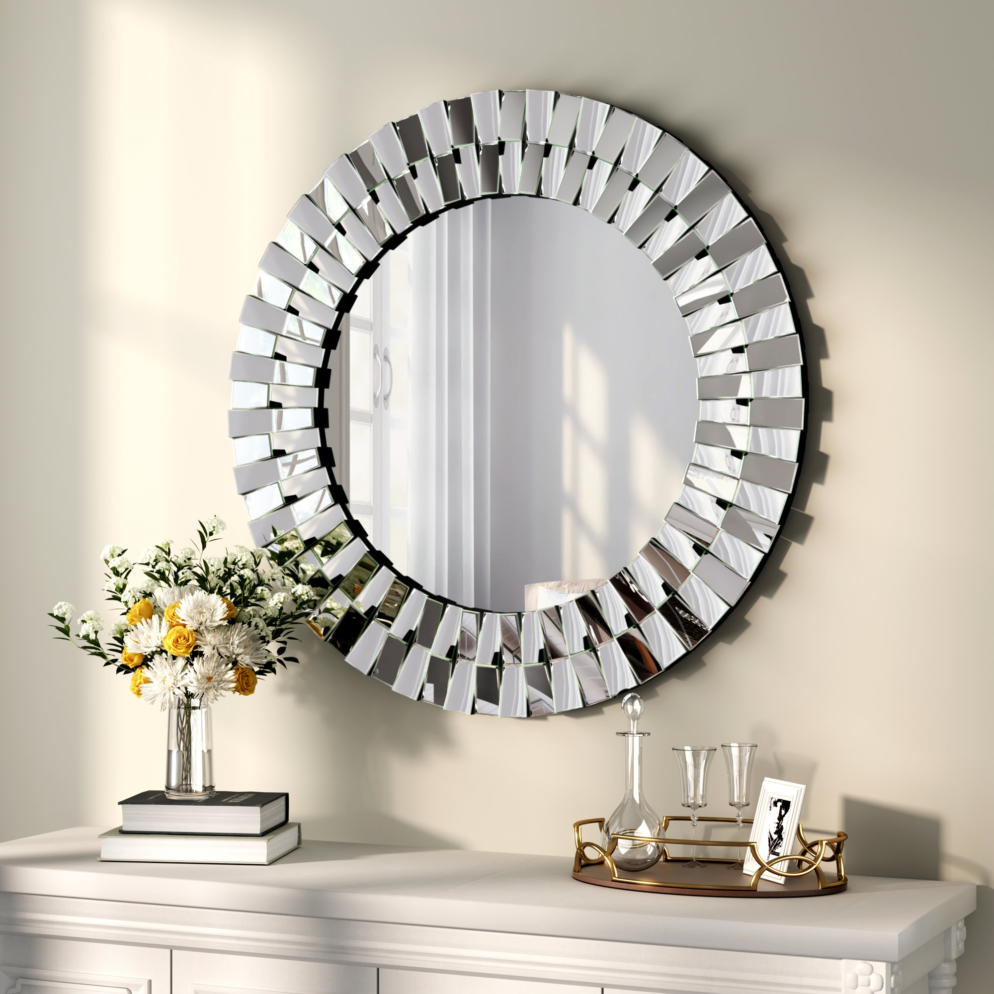 Mercer41 Georgea Glass Round Wall Mirror | Wayfair