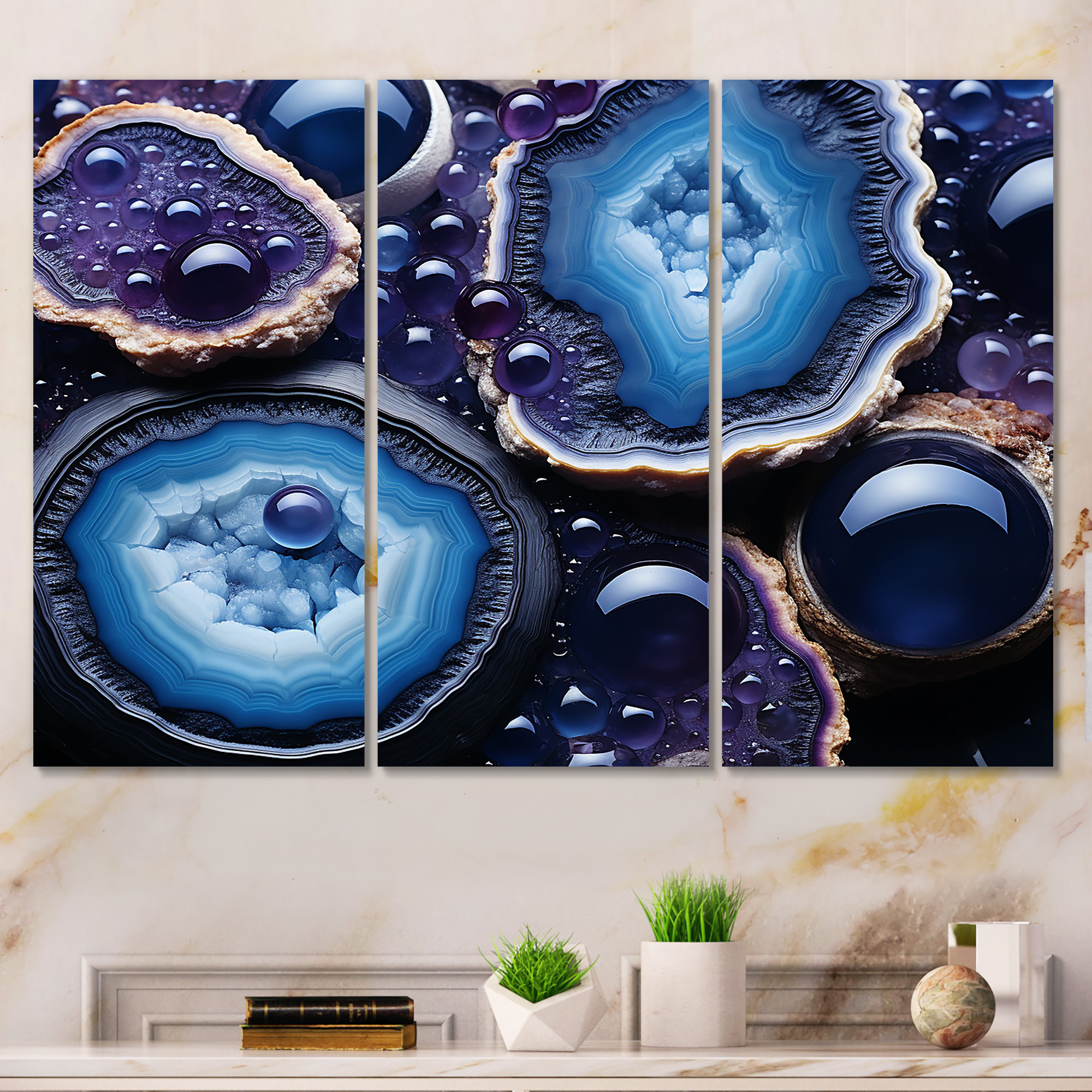 Ivy Bronx Blue Stone Geode Volcano - Stone Geode Wall Art | Wayfair