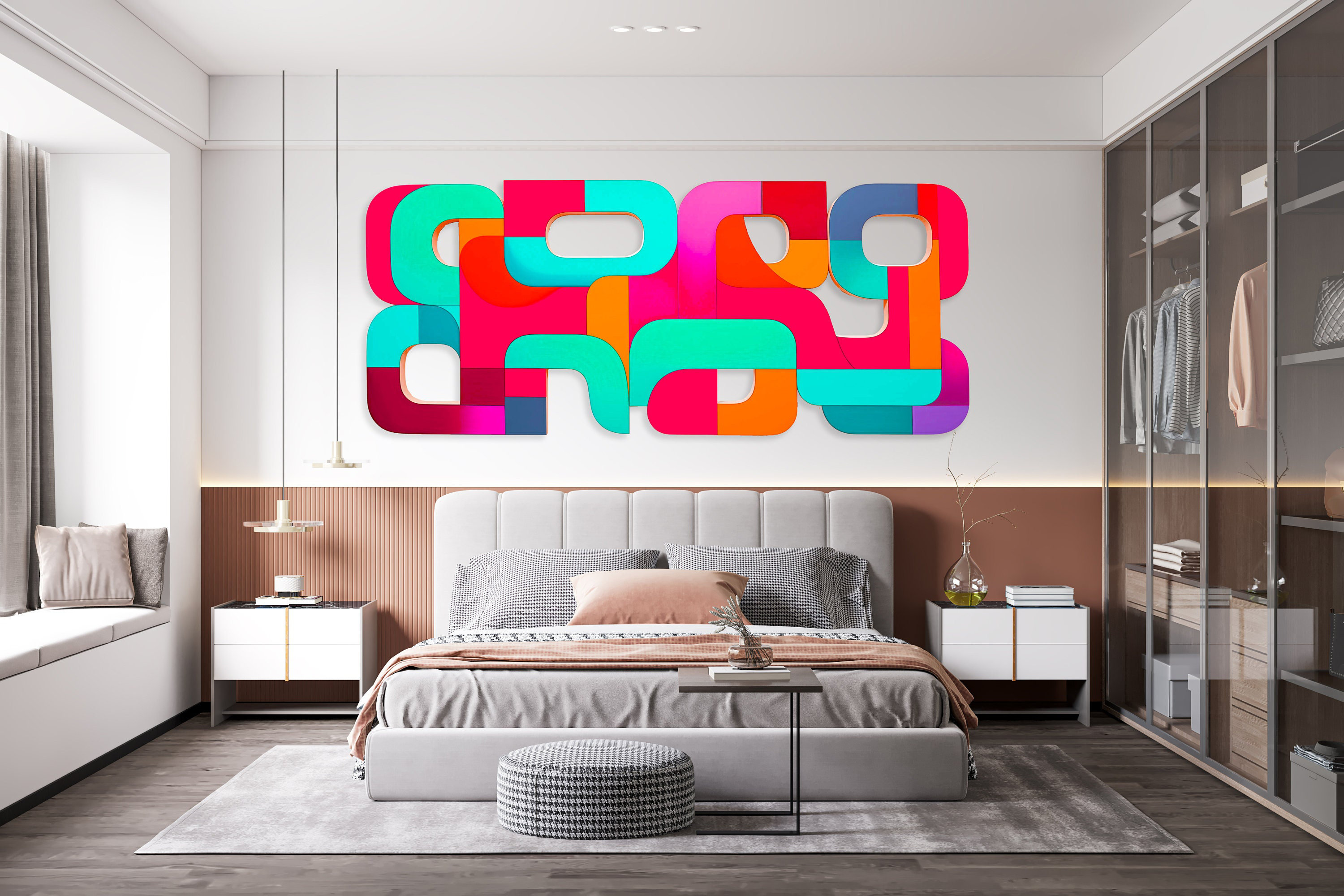 UniQstiQ Printed Acrylic Artworks Geometric Tube Pattern Wall Art ...