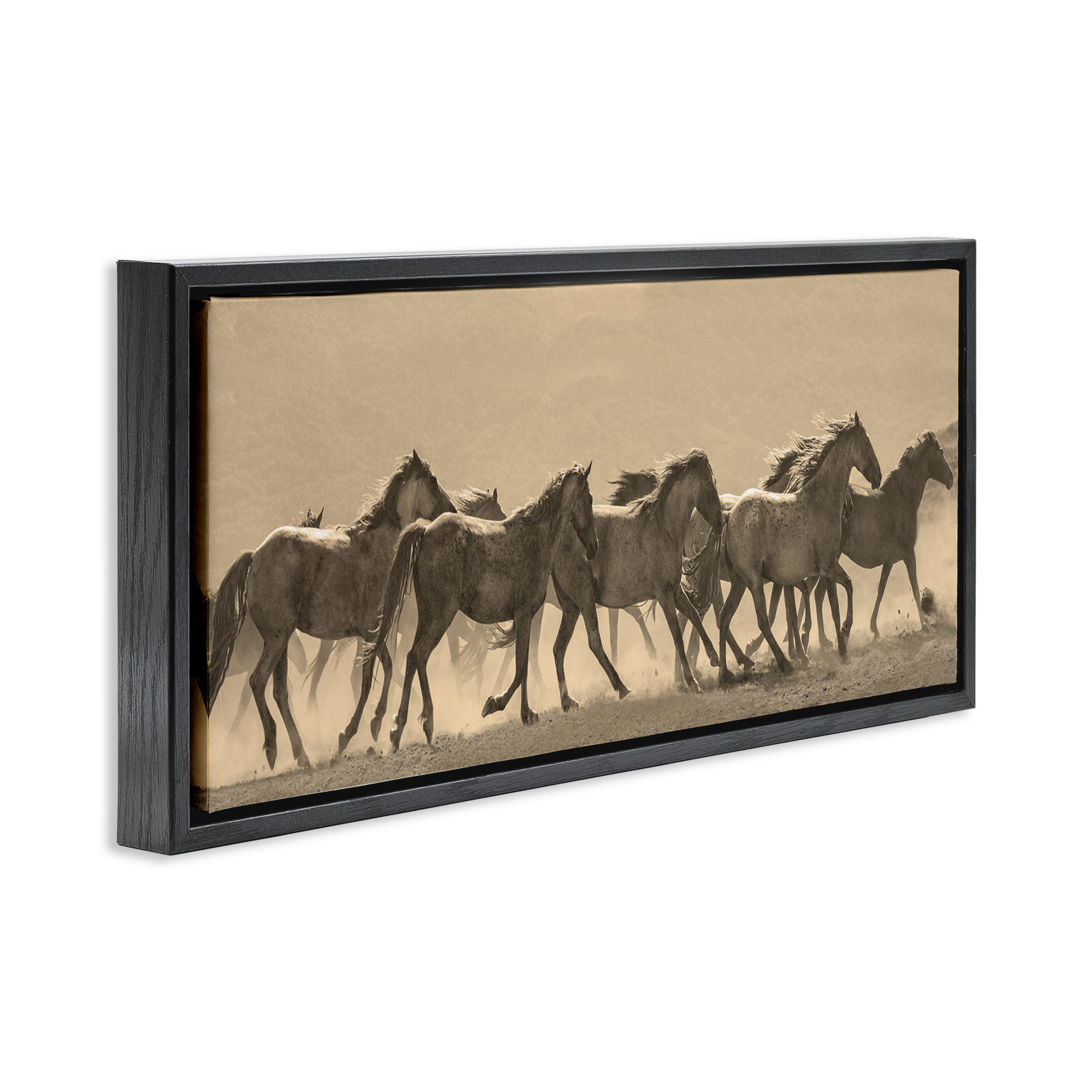 Ophelia & Co. Western Horses Gallop Framed Floater Canvas Wall Art by ...