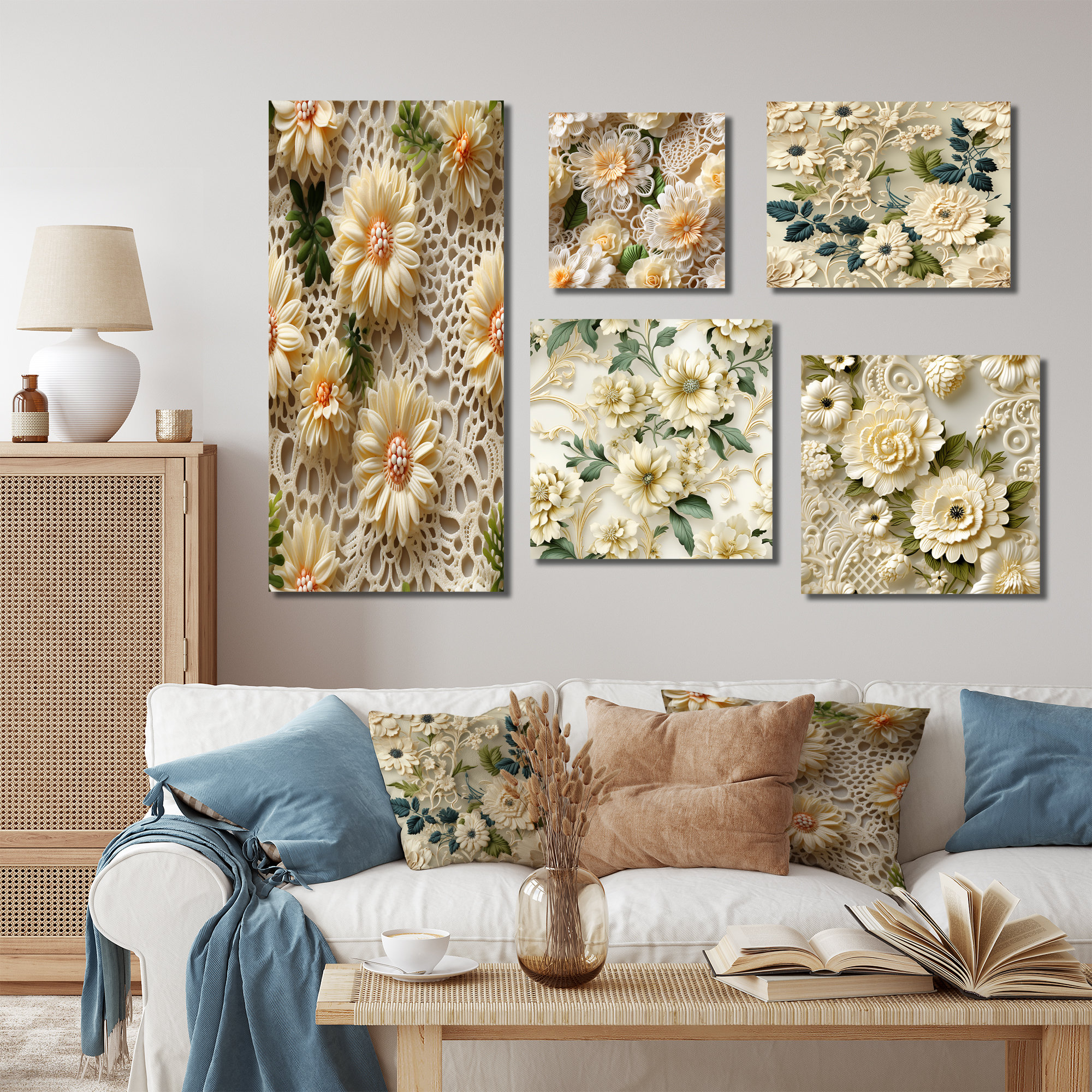 Design Art Vintage Lace Medallions Victorian Pattern - Floral Wall Art ...