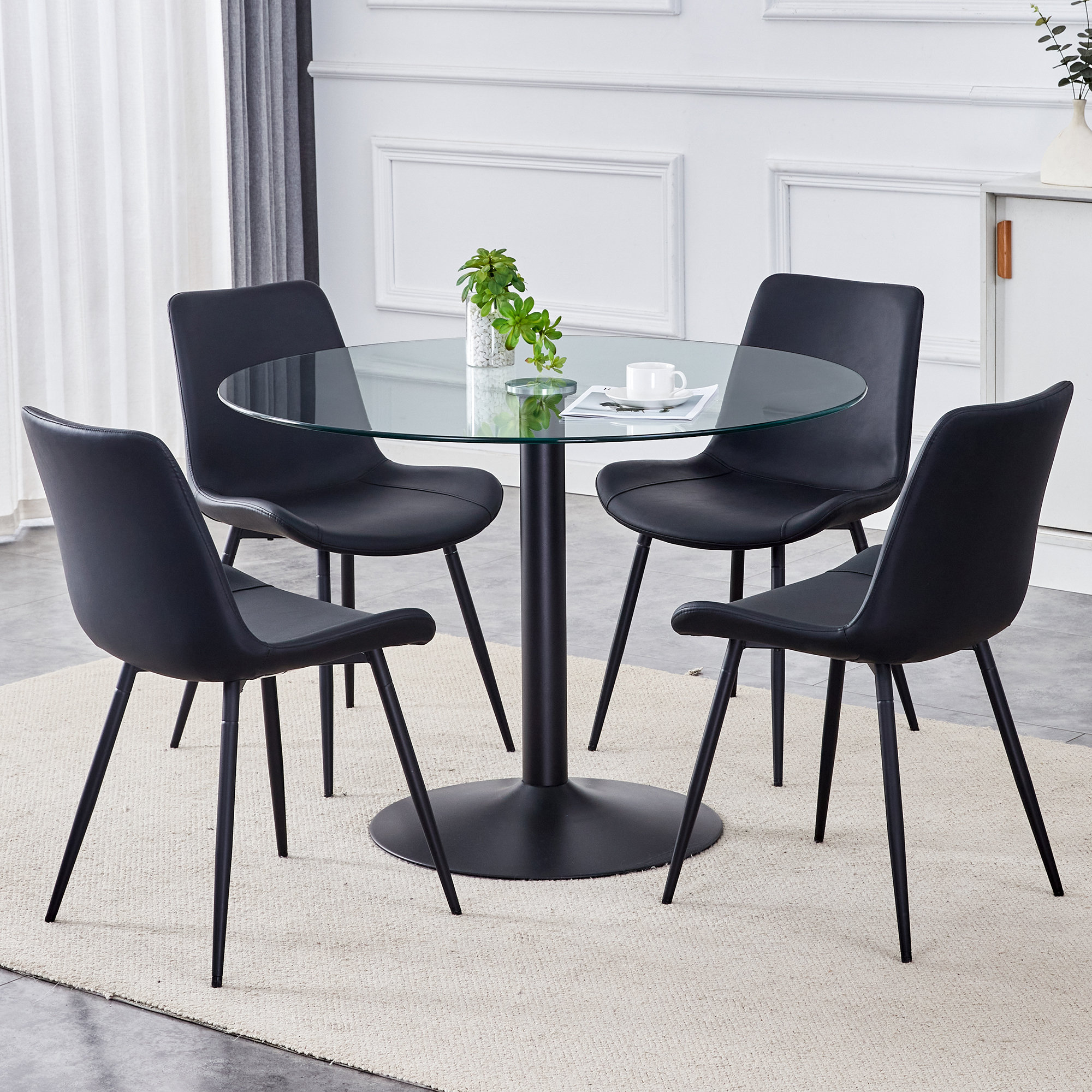 Wade Logan® Clinnie -inch Transparent Tempered Glass Round Dining Table ...