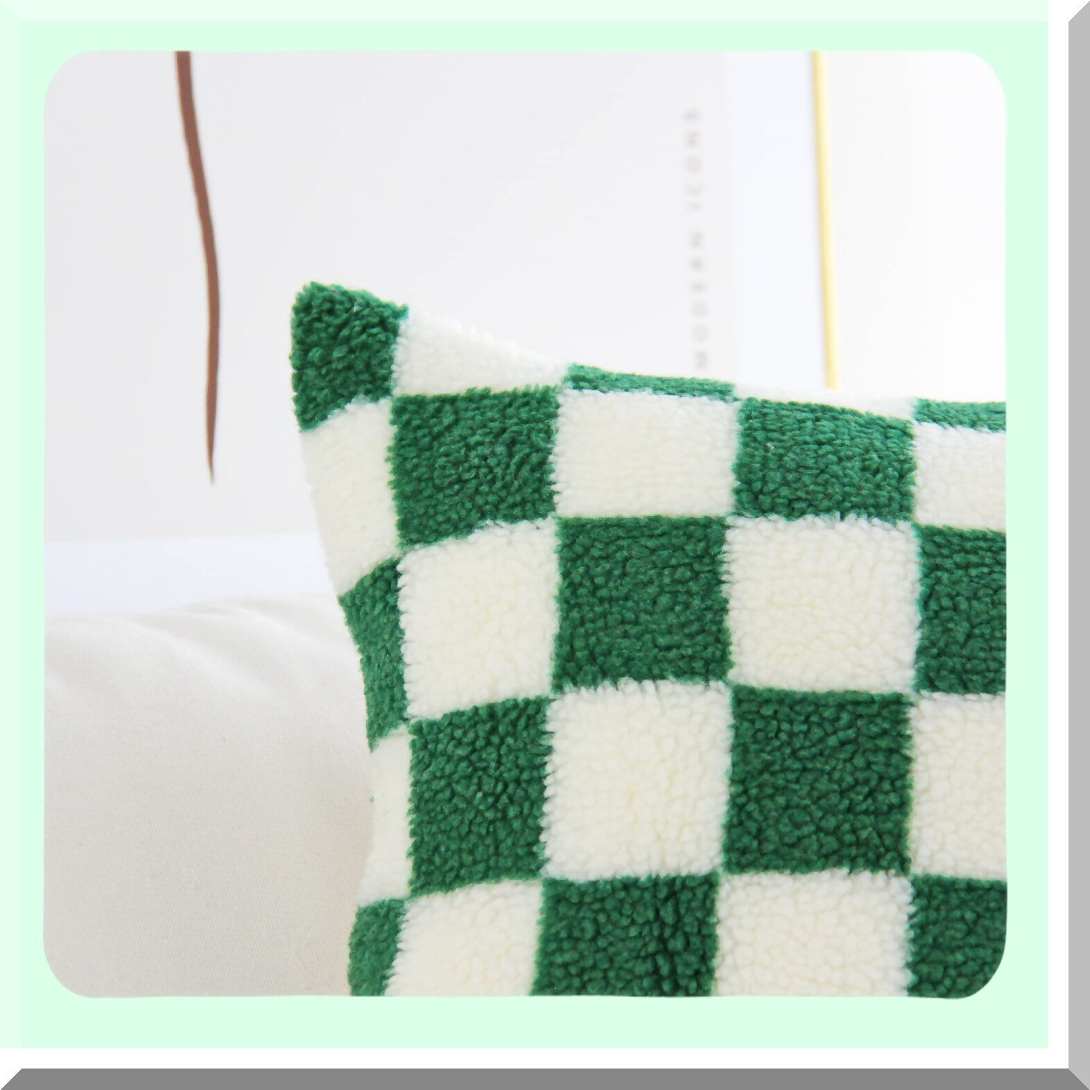 BRBCA Luxury Checkerboard Wool Sherpa Pillowcase Set - Soft Cushion ...