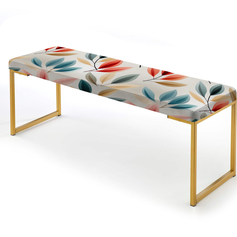 Design Art Modern Elegance - Floral Upholstered Gold Bench | Wayfair