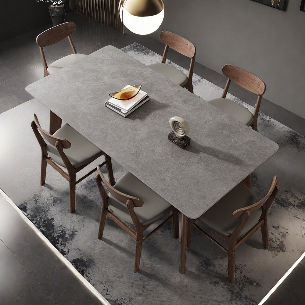 A Zoetic Home Simple modern rectangular grey dining table set | Wayfair