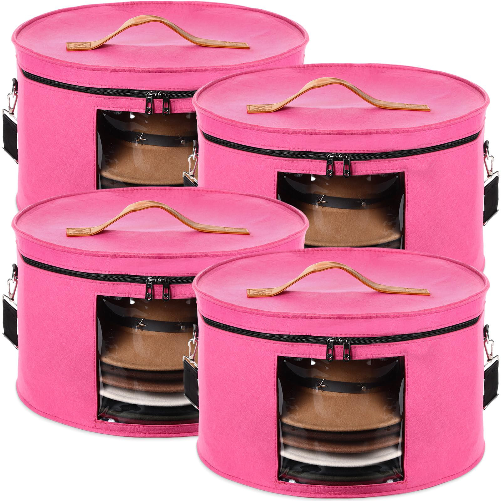 Hokku Designs 4 Pack Large Round Foldable Felt Hat Box For Women ...